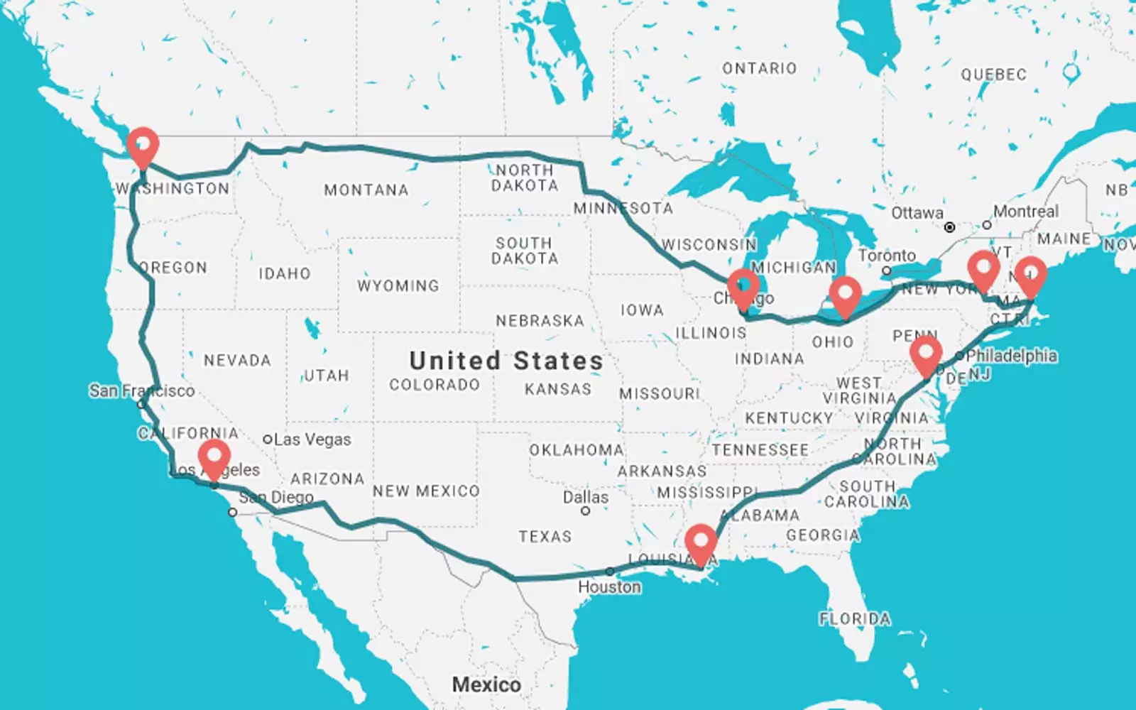 I-Wanderu's Amtrak Loop ezungeze i-U.S.