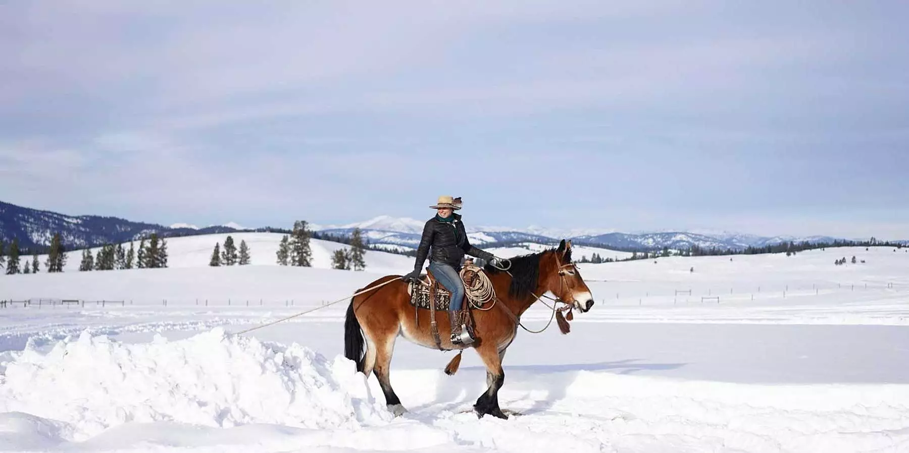 O Resort con todo incluído Green O en Montana ofrece skijoring, como esquí acuático con neve e cabalos