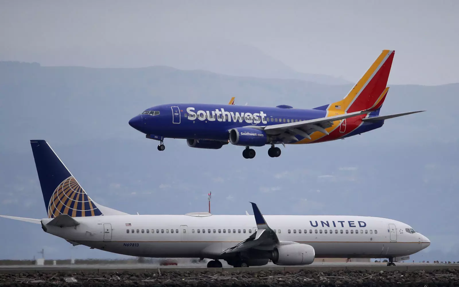 Indege ya Southwest Airlines hamwe nindege za United Airlines