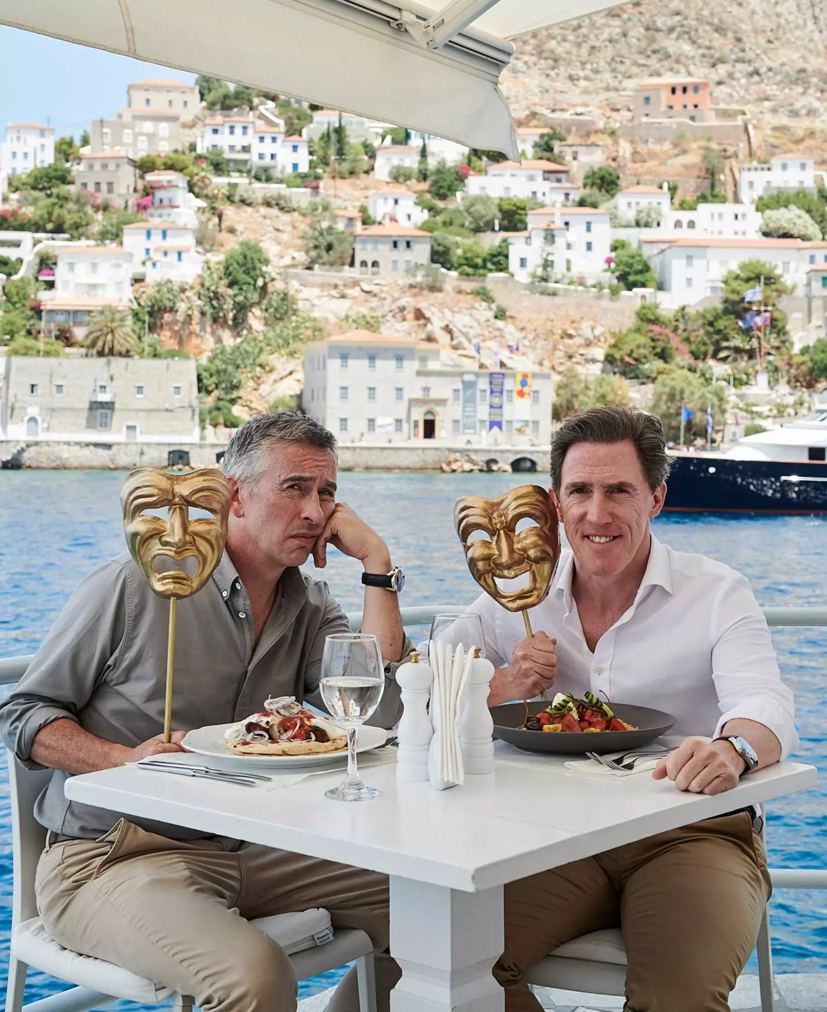 Aktorzy Steve Coogan i Rob Brydon w Hydrze, Grecja