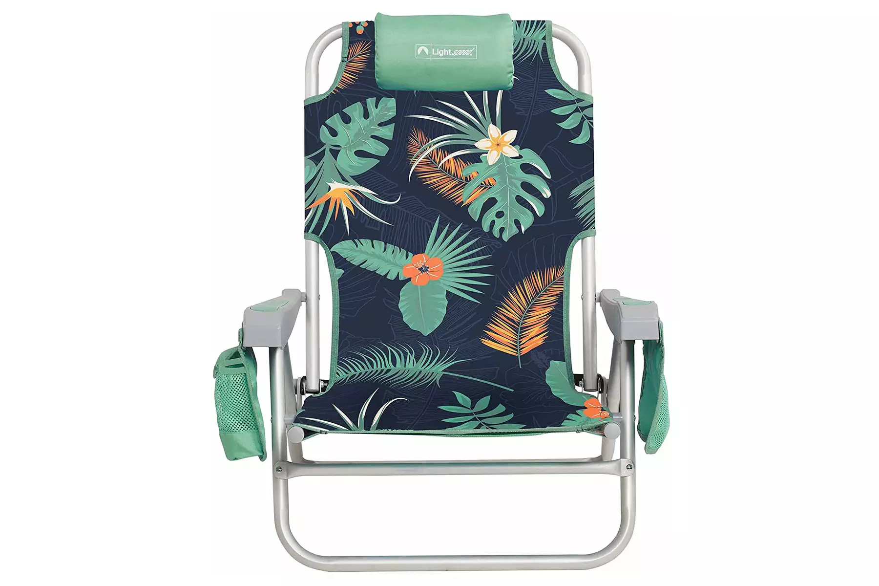 Green uye navy blue leaf print beach chair