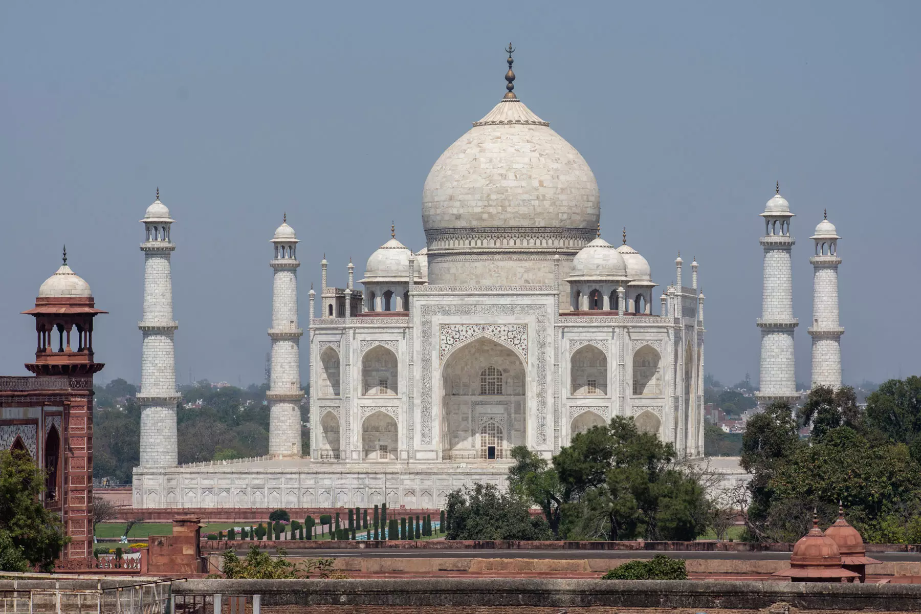 Vue op den Taj Mahal