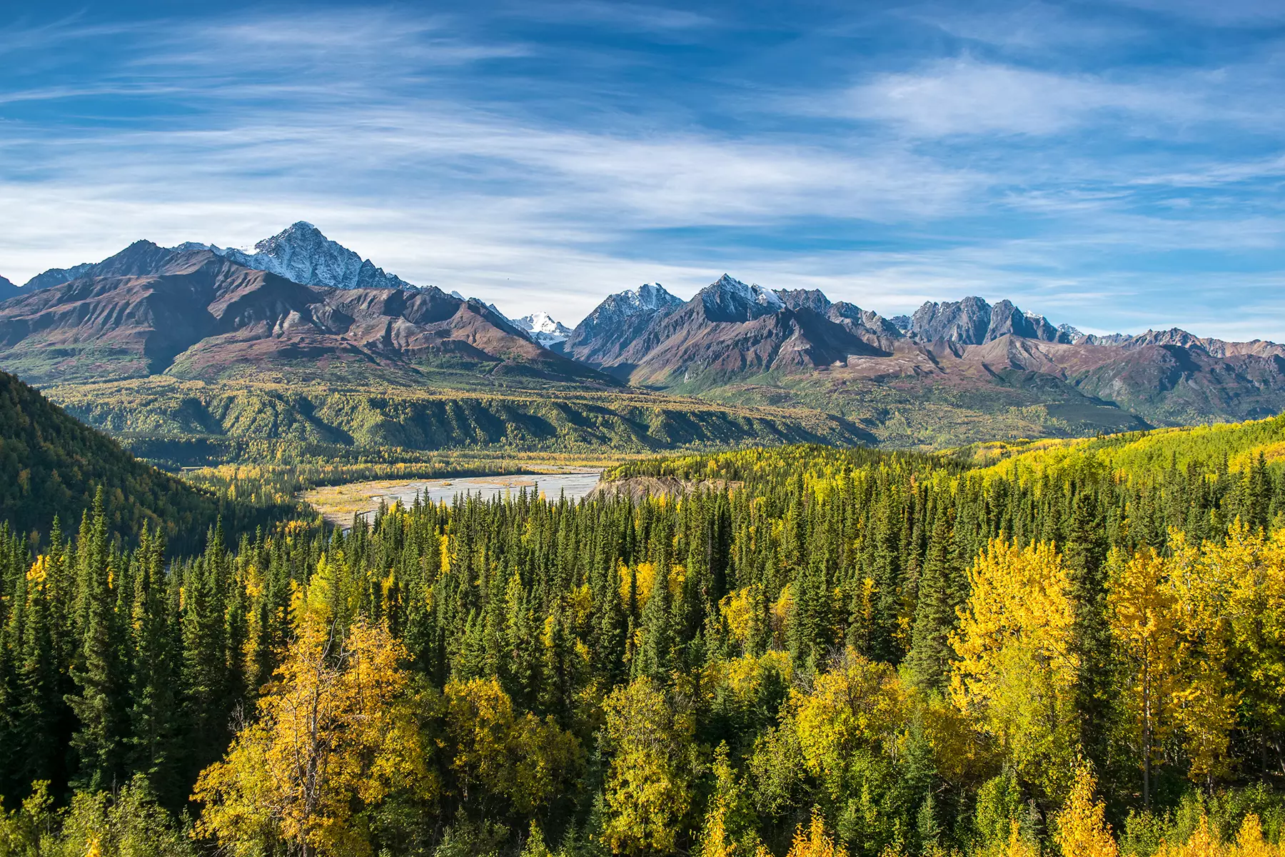 Témbongkeun usum gugur Wrangell st. taman nasional elias, Alaska, AS