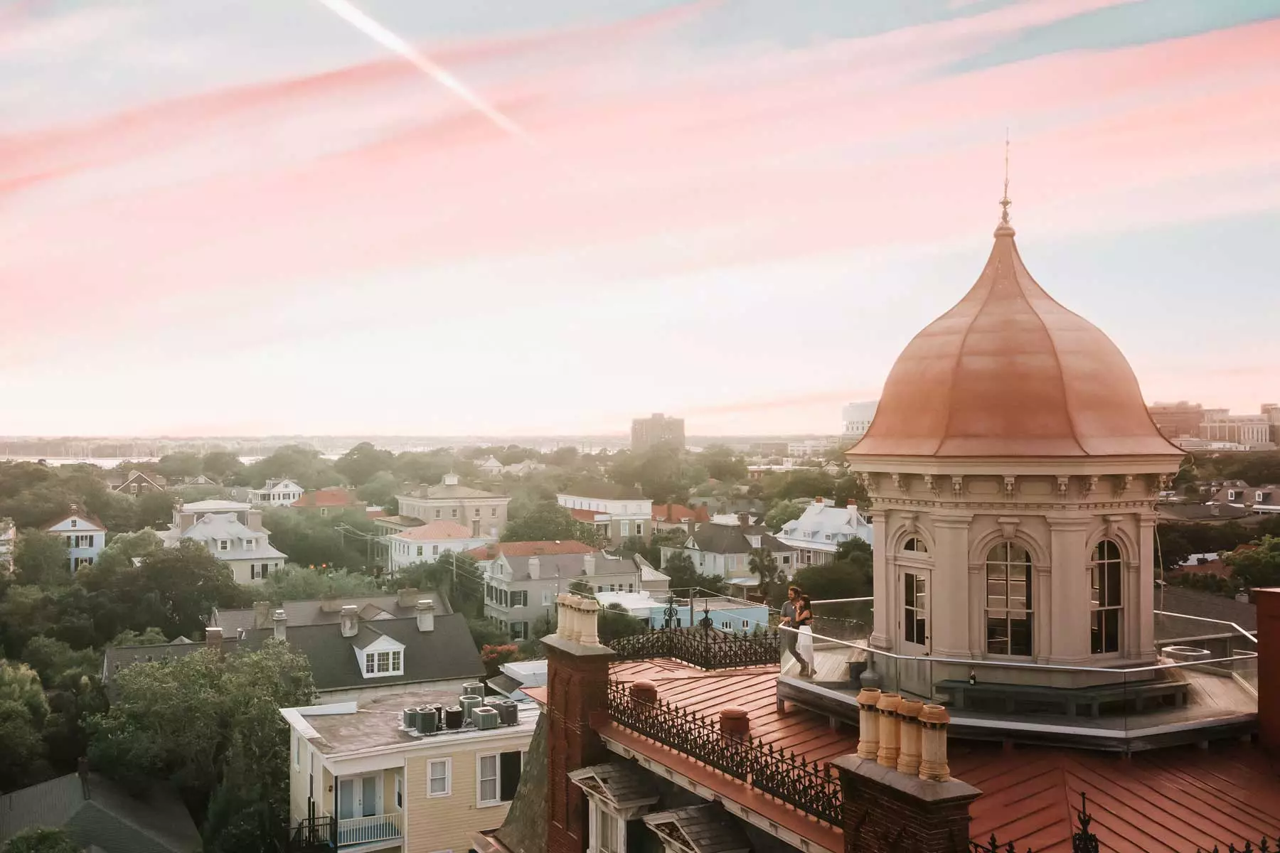 Luchtfoto van Charleston SC, met het Wentworth Mansion hotel