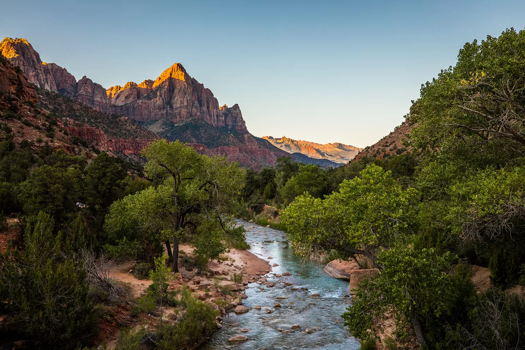 Le gardien au lever du soleil, parc national de Zion