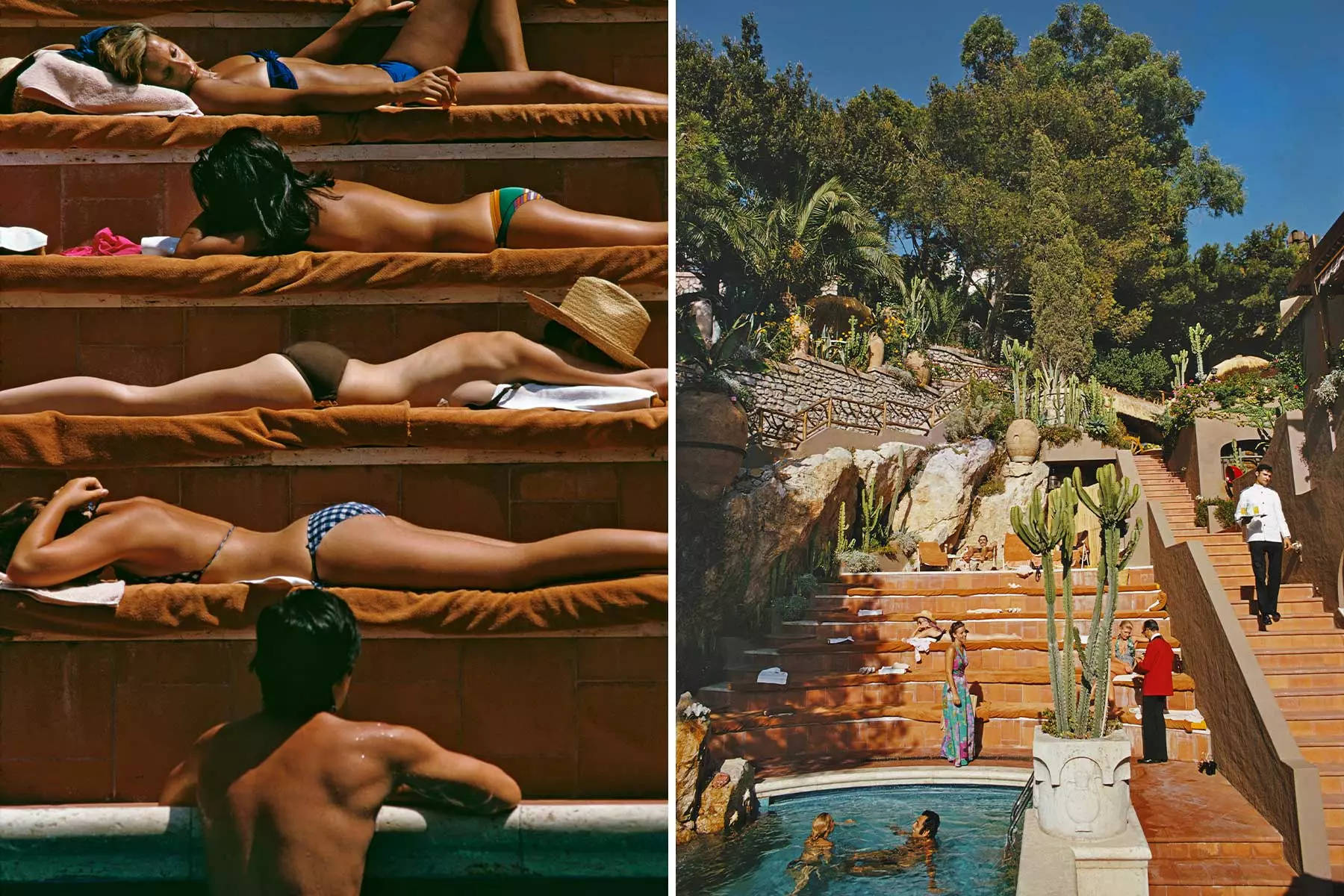 Xeni maġenb il-pool mill-Hotel Punta Tragara, fotografati minn Slim Aarons