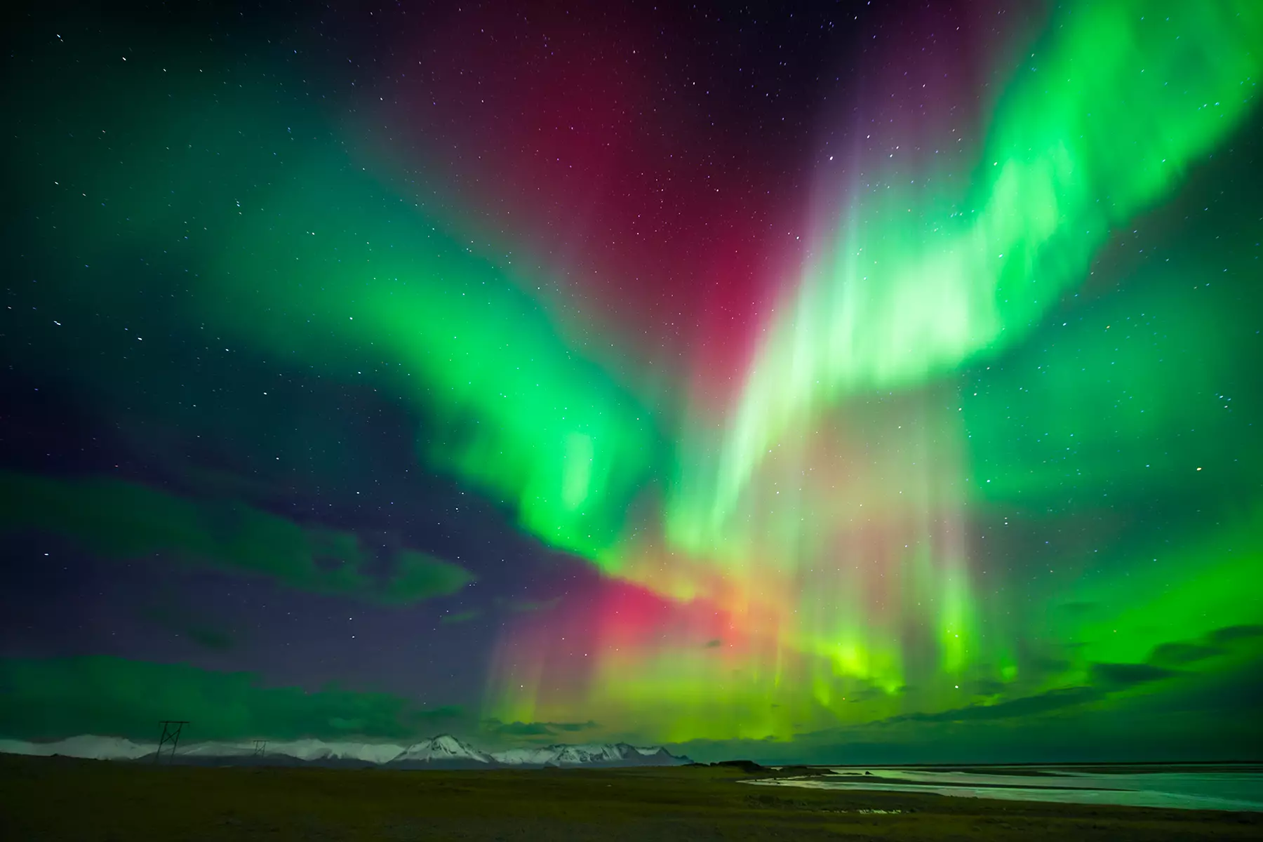 Aurora Borealis veya Kuzey Işıkları, İzlanda