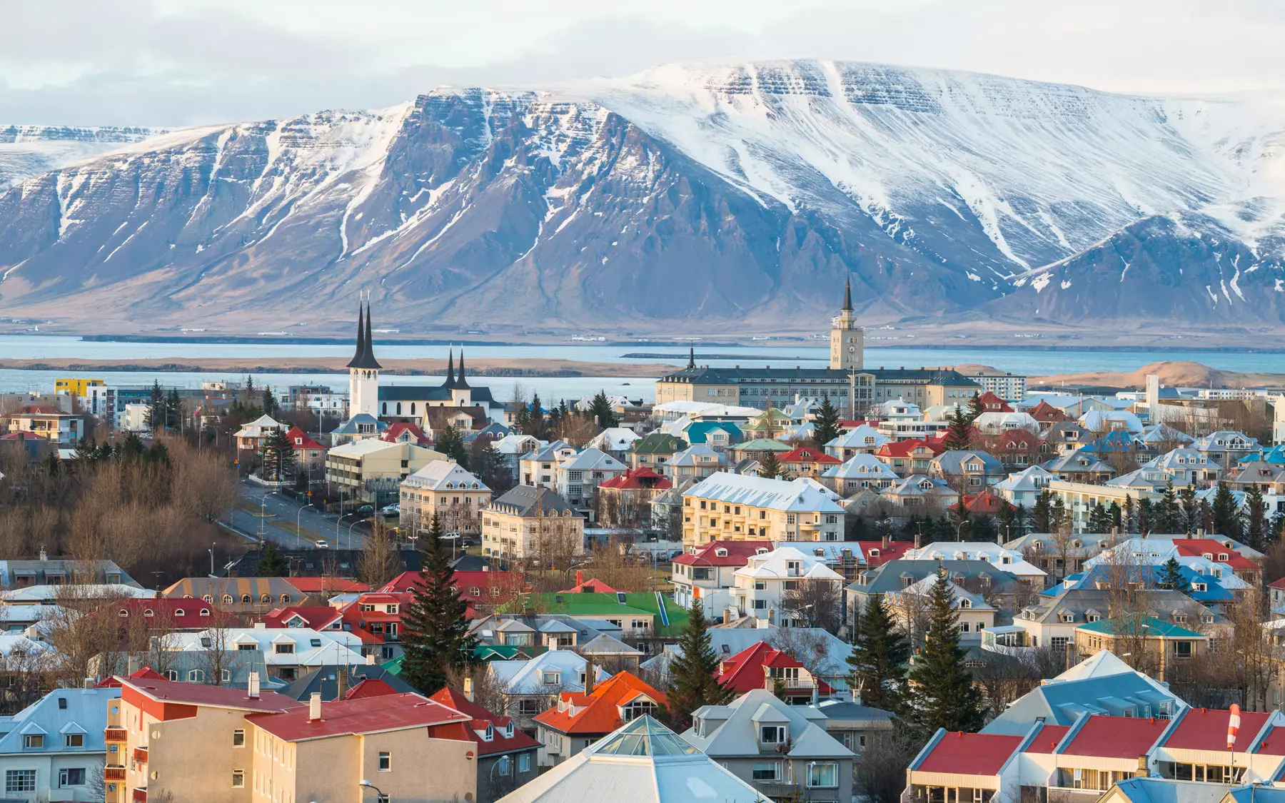 Vista aérea de Reykjavik, Islandia.