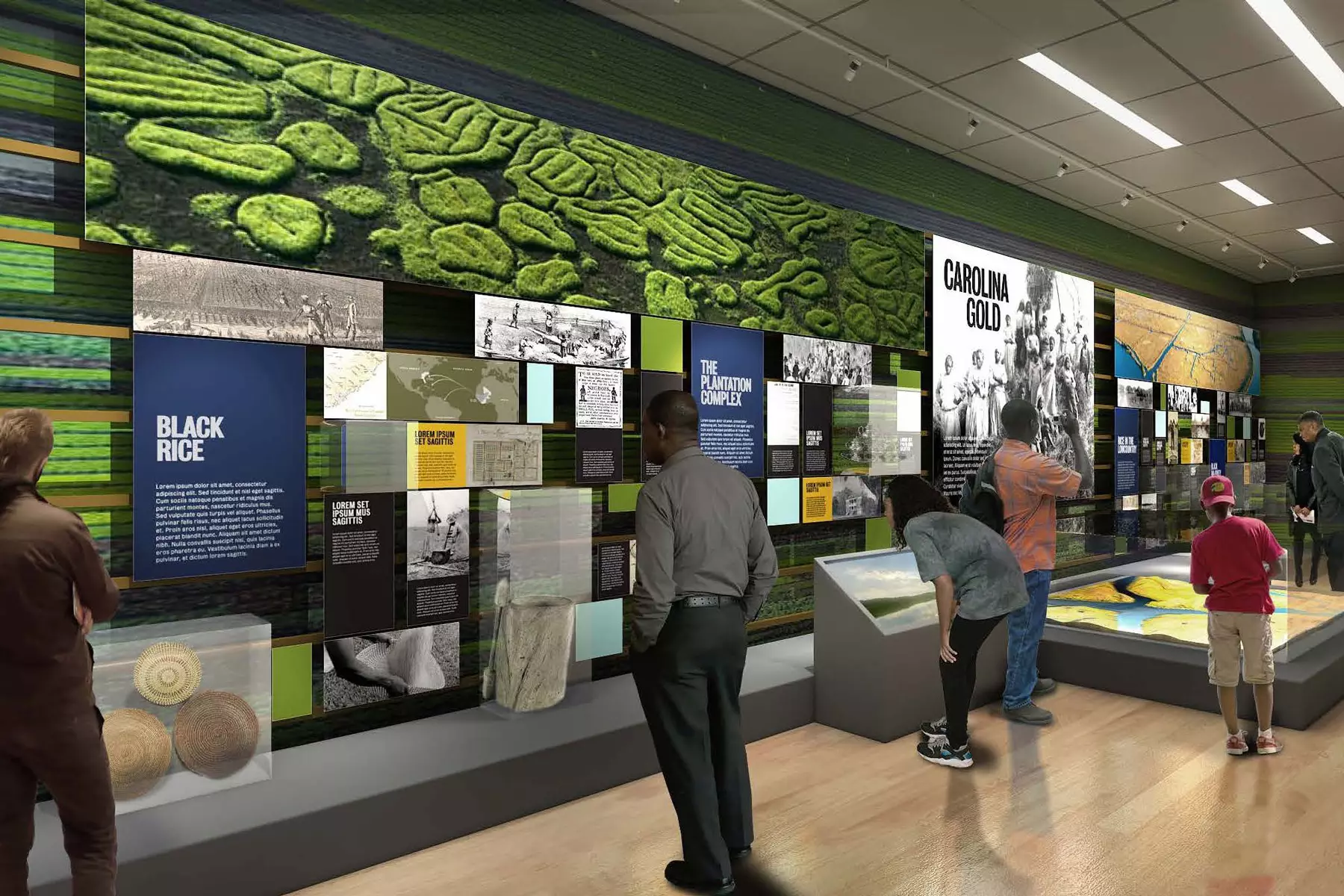 Interior exhibit space renderings ng International African American Museum