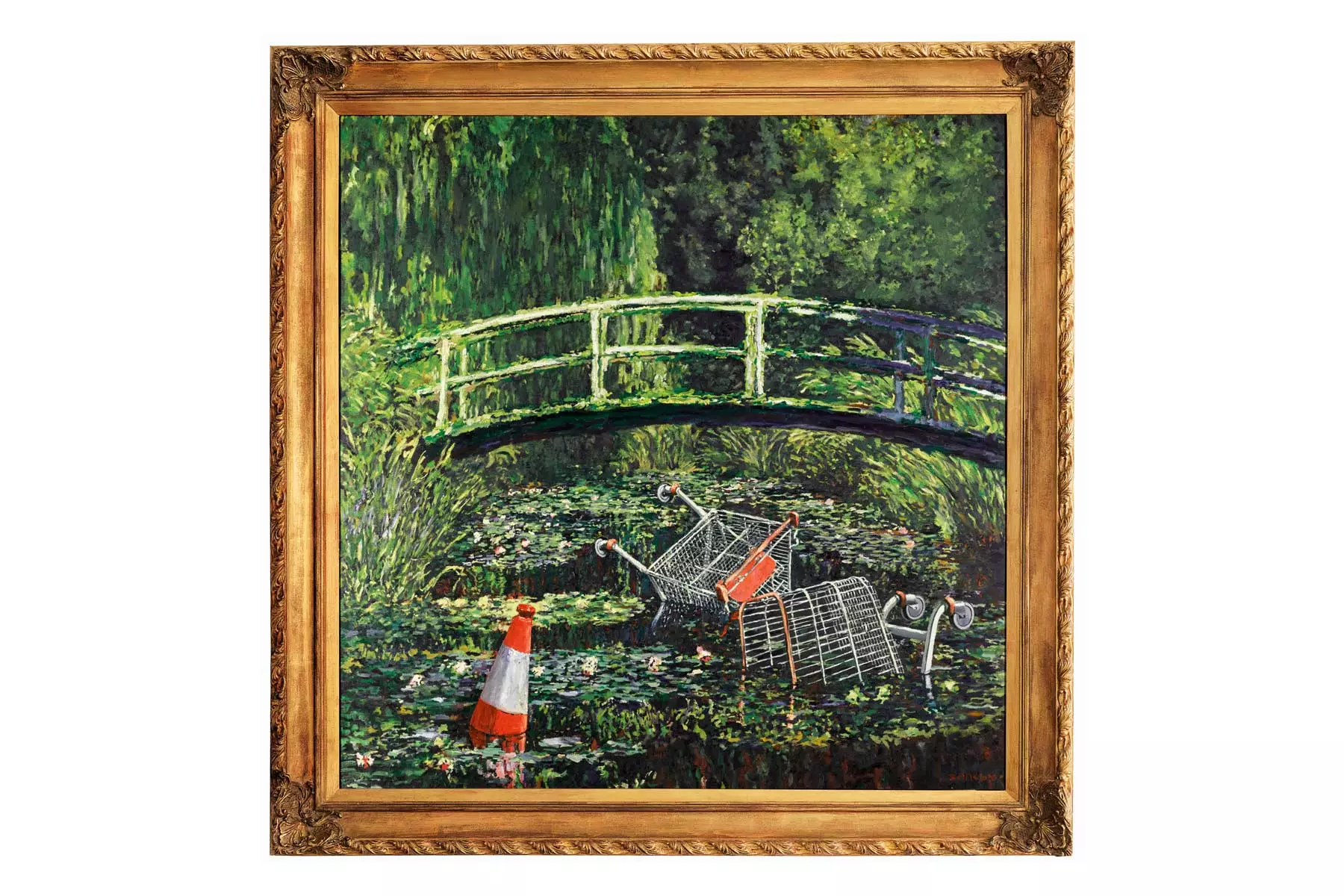 Banksy, Cho tôi xem Monet, 2005, sơn dầu trên vải, 143,1 x 143,4 cm.