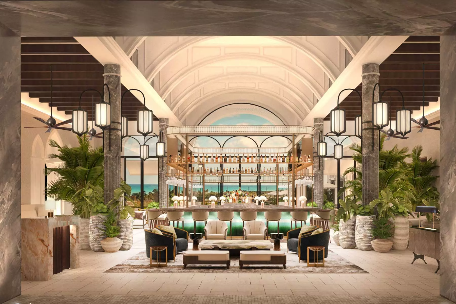 Rendering d'un bar de resort a Boca Raton