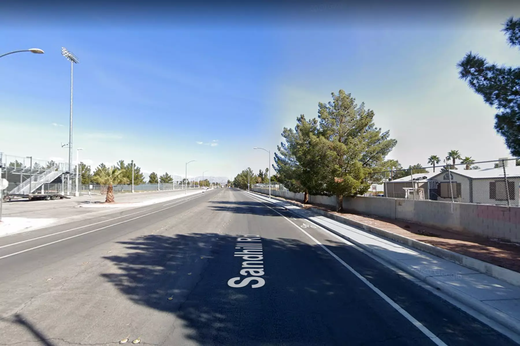 Sandhill Road Լաս Վեգասում, NV, ինչպես երևում է Google Maps Streetview-ից