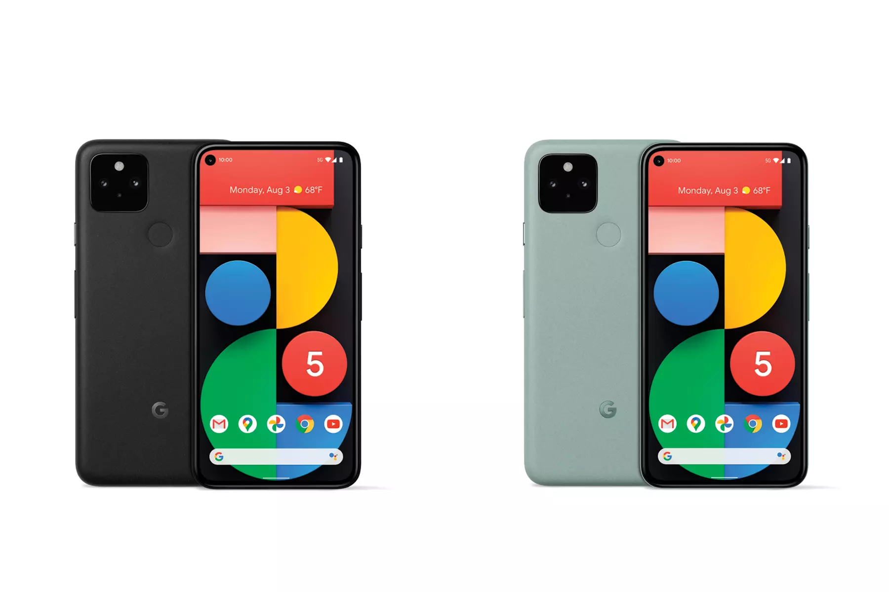 Nigraj kaj Saĝaj modeloj de la Google Pixel 5