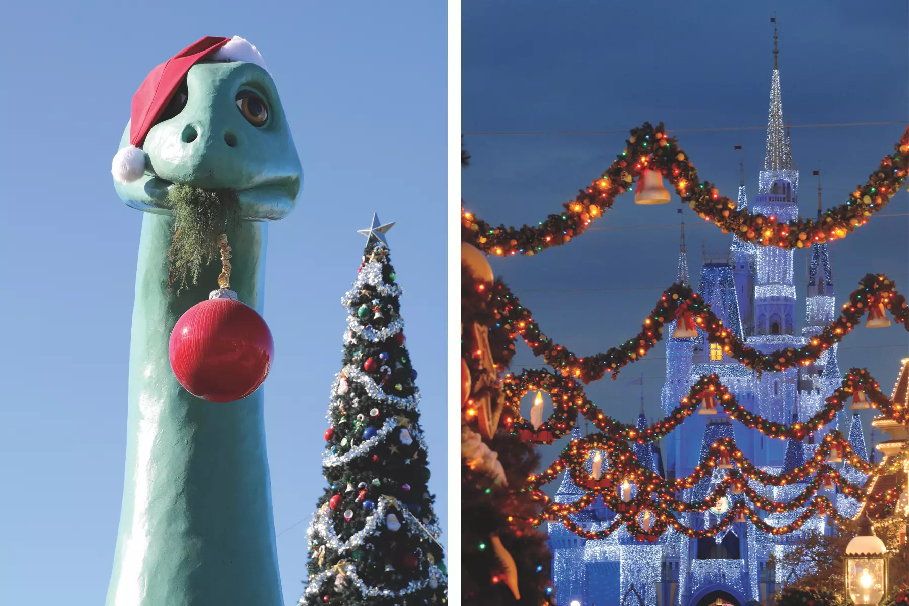 Magic Kingdom com decorações de Natal