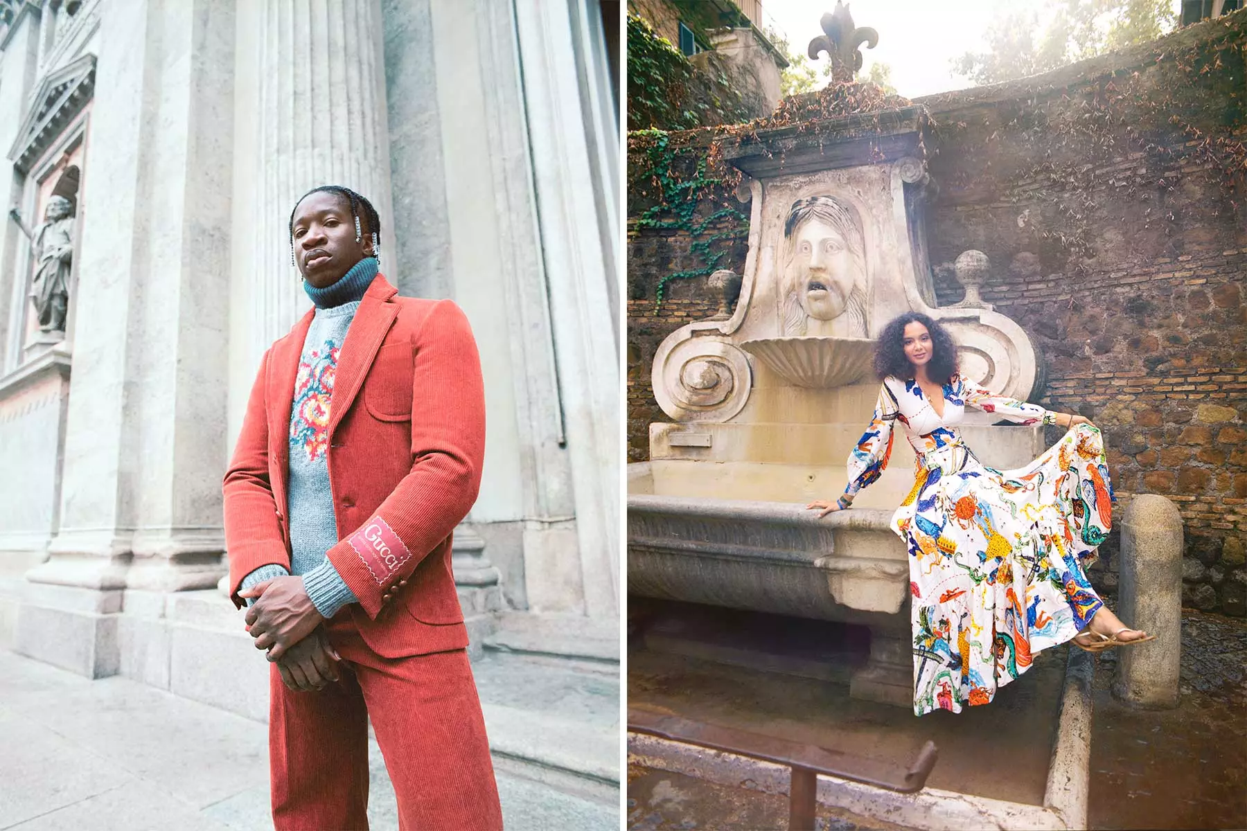 El cantante David Blank y la diseñadora Stella Jean, fotografiados en Italia