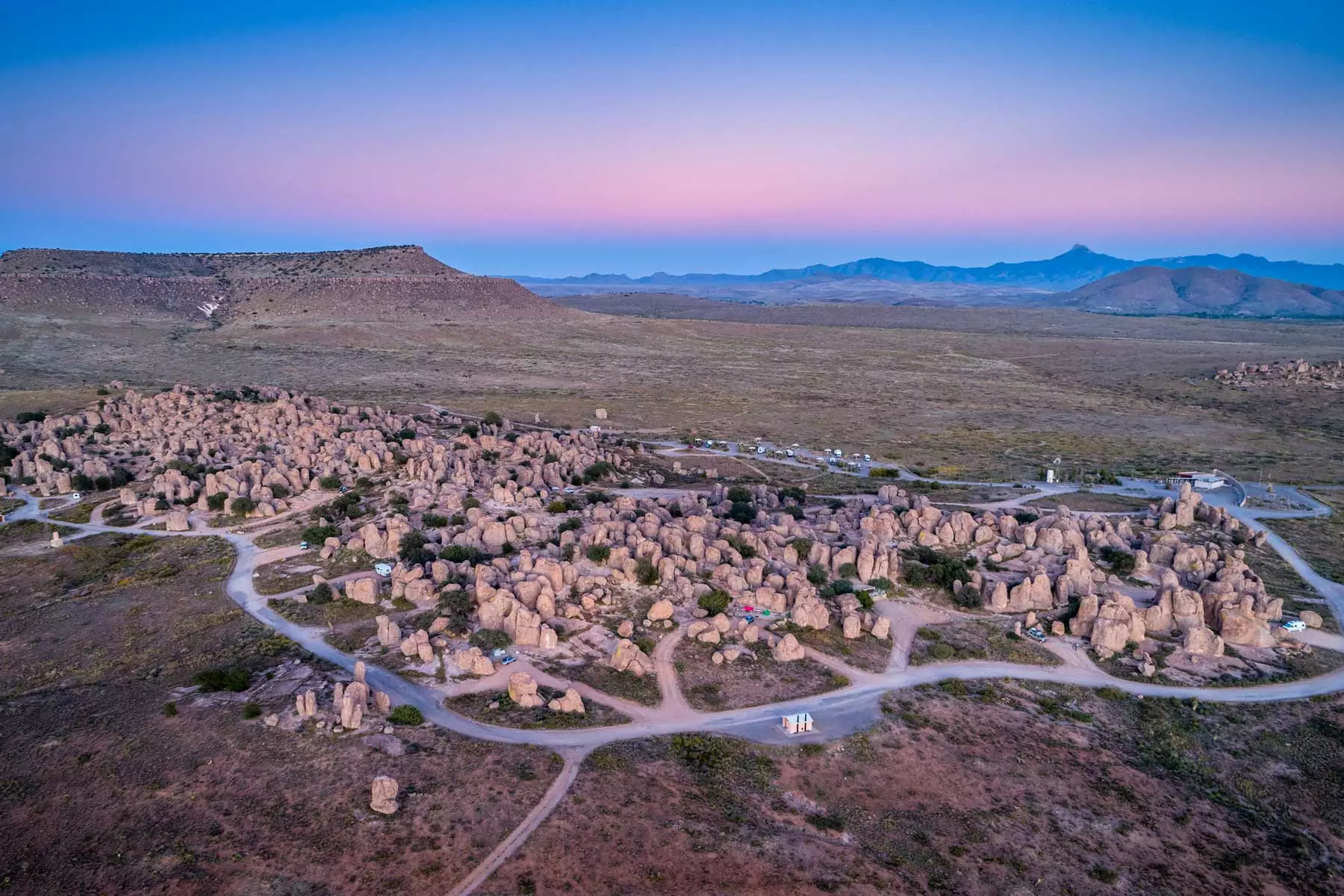 Aerial View of City Of Rocks State Park, Hurley, New Mexico, Etazonia