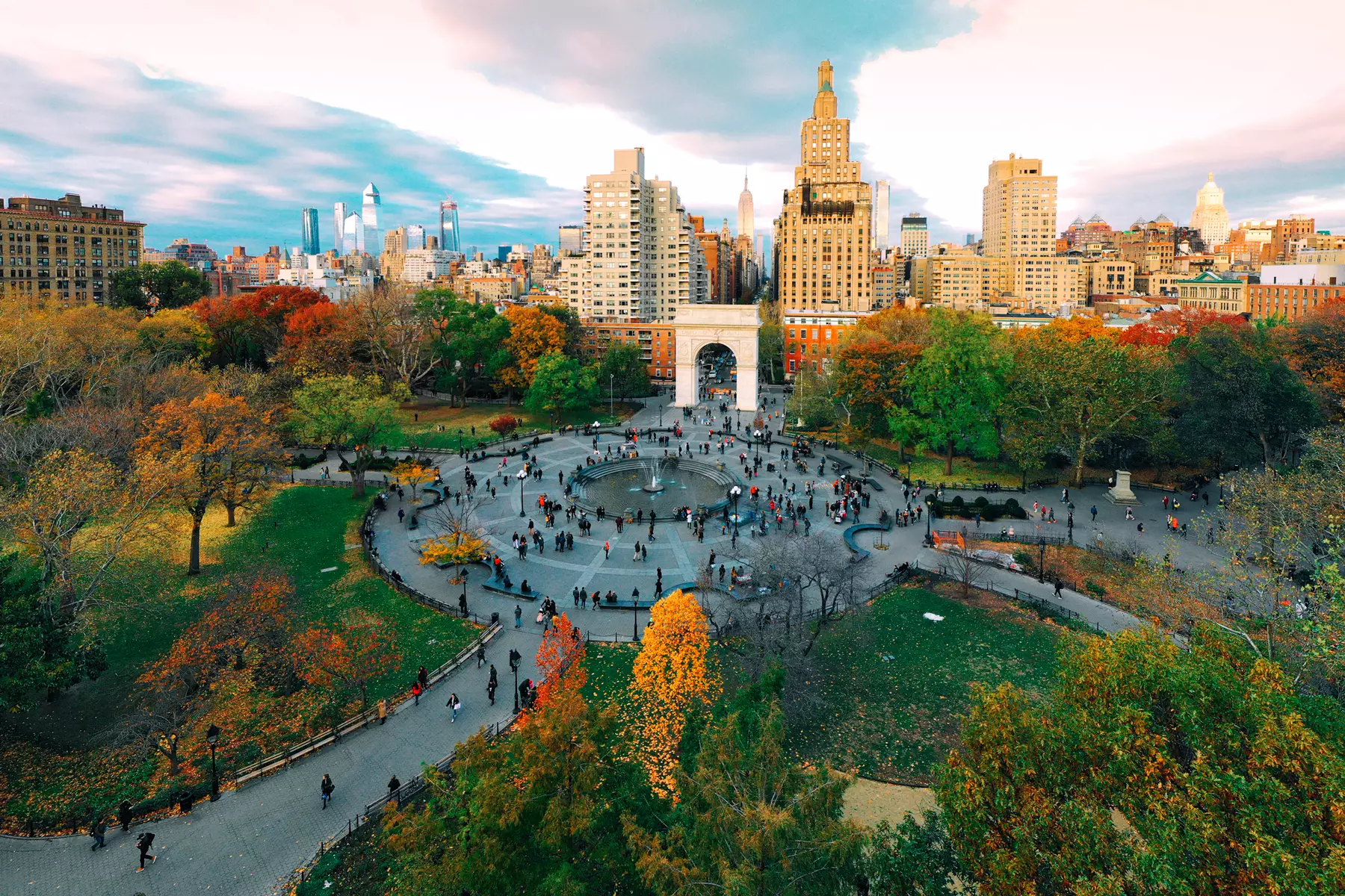 Vista aerea del parco di Washington Square New York City