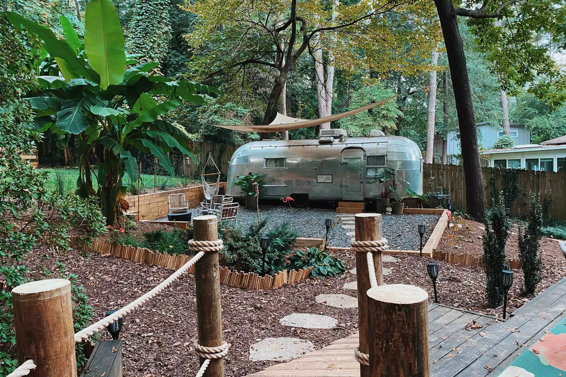 Airstream trailer at patio