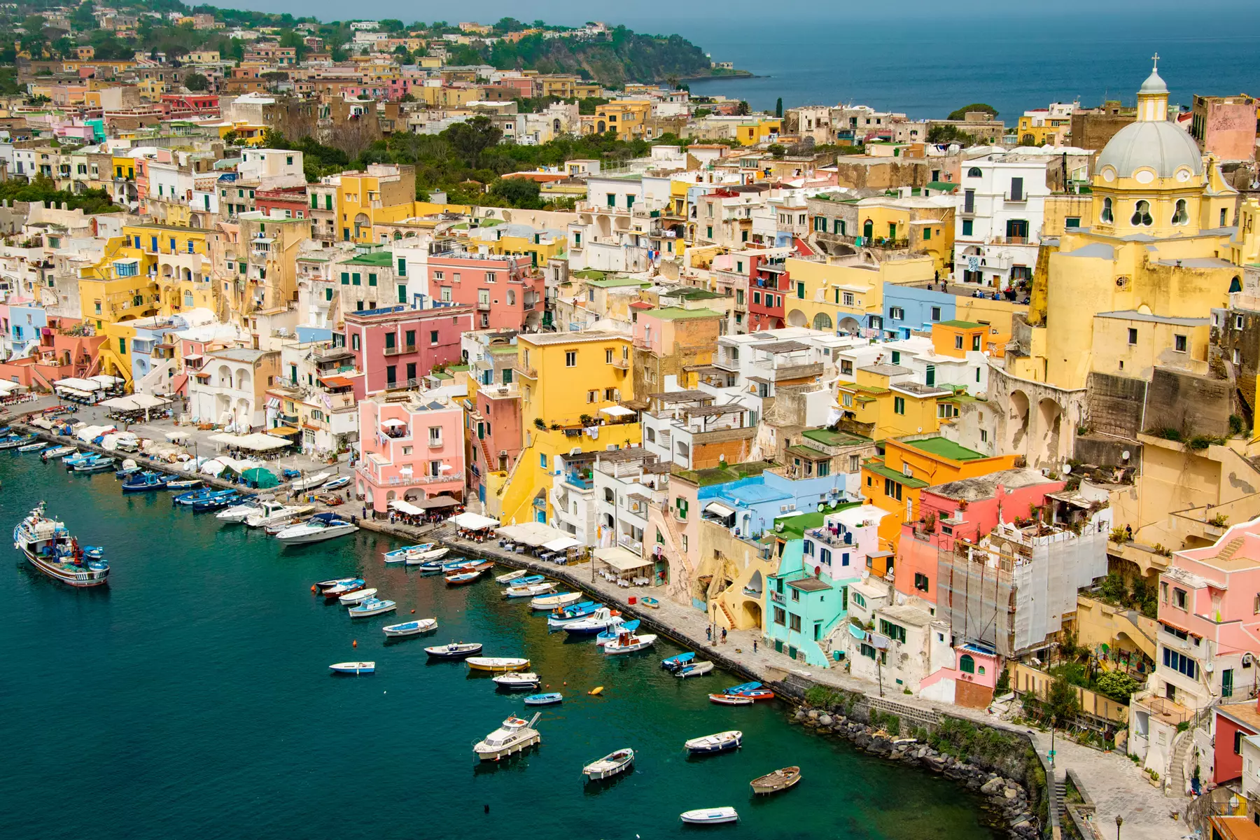 Luchtfoto van Procida, Italië