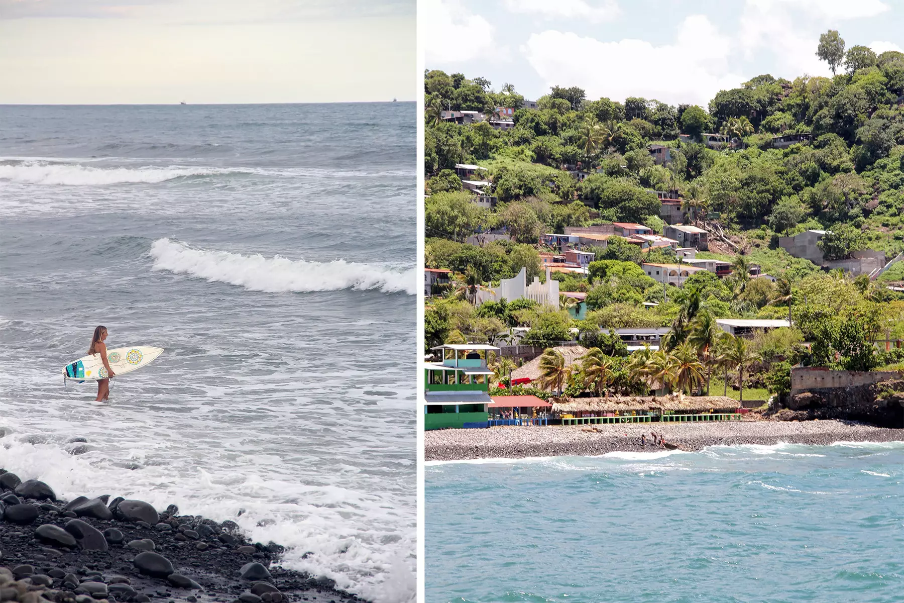 Szörfös a Playa El Tuncóban, El Salvadorban