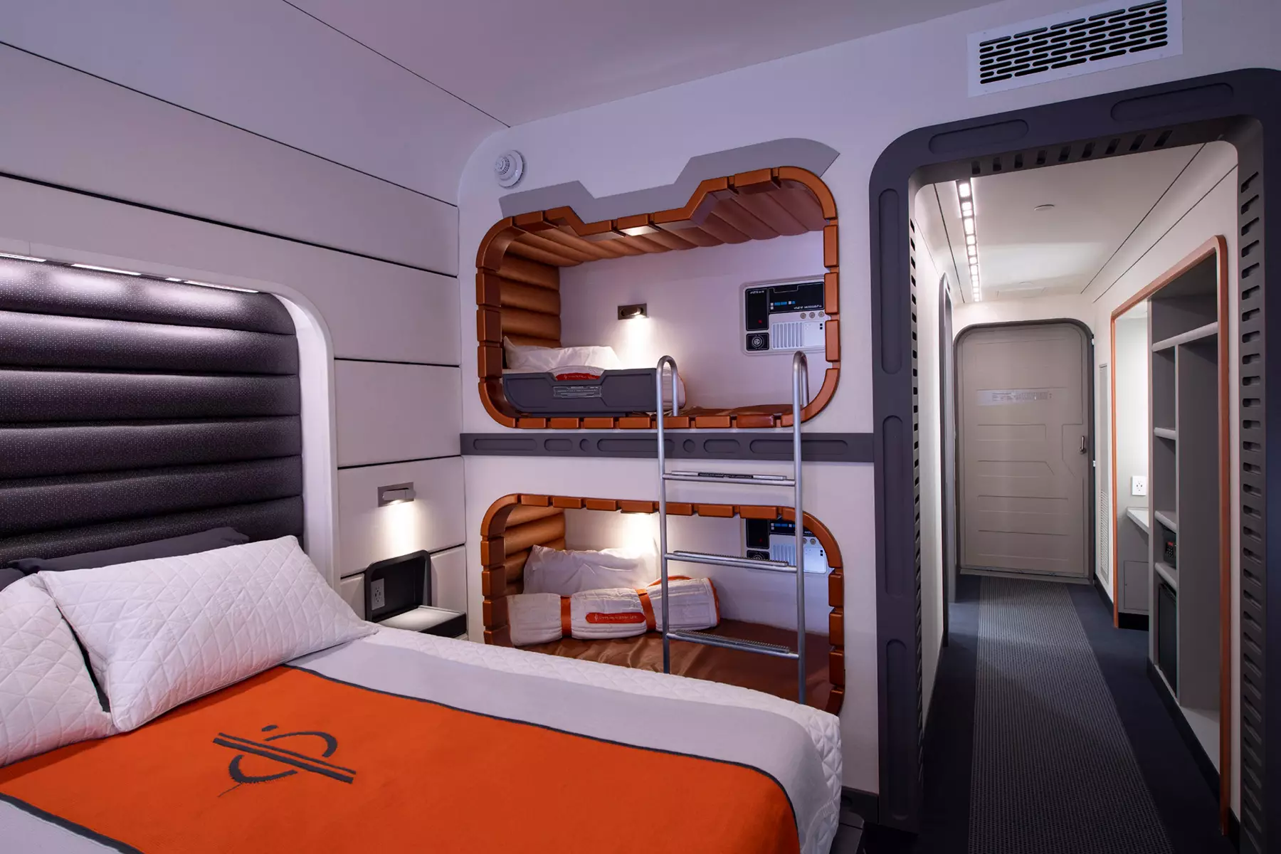 una cabina dell'astronave in Star Wars: Galactic Starcruiser al Walt Disney World Resort a Lake Buena Vista, in Florida,