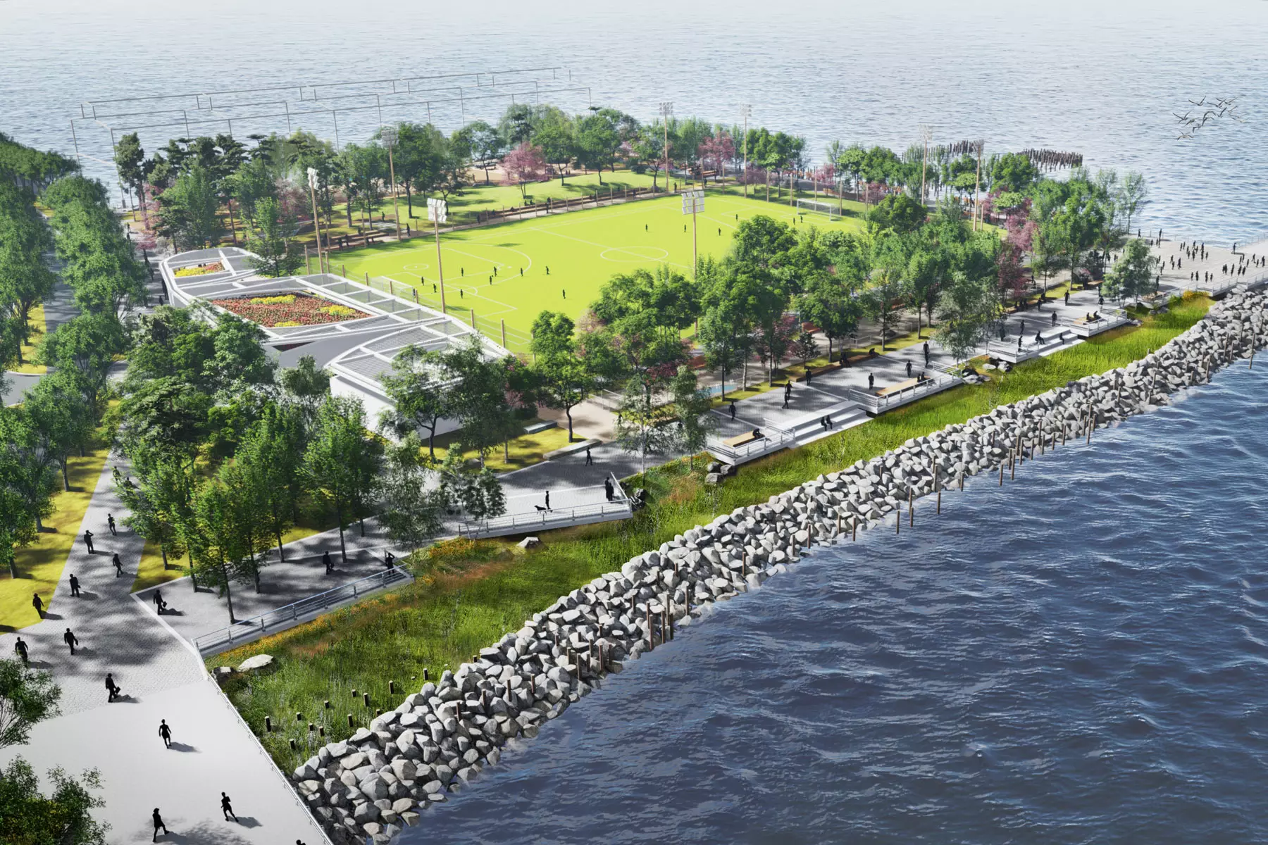 rendering di Gansevoort Peninsula Park