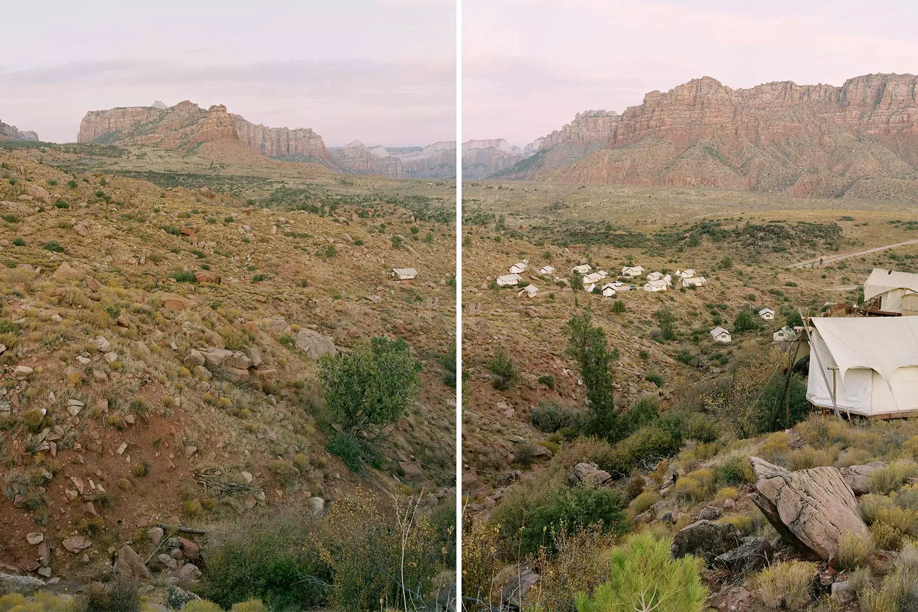 Ubos sa Canvas Zion, usa ka maluho nga campsite sa gawas sa Zion National Park