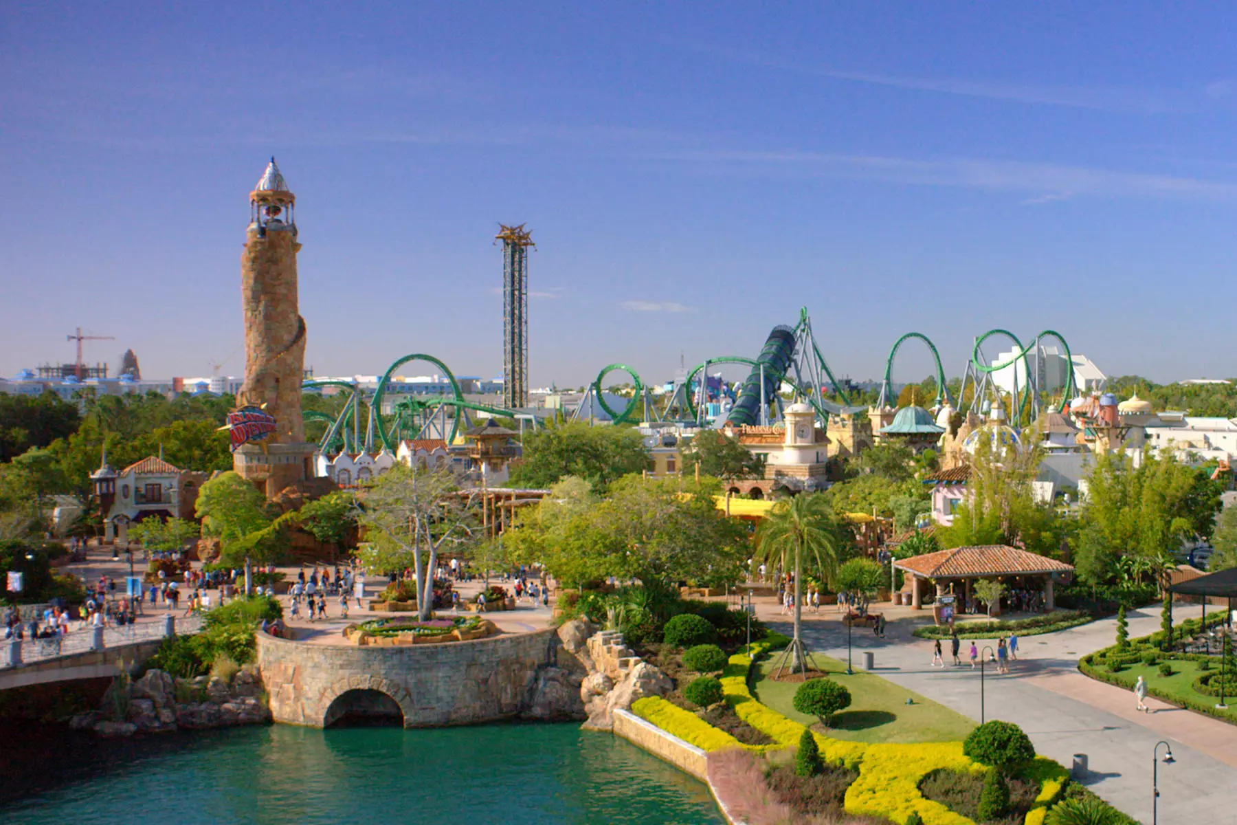 ទិដ្ឋភាពបែប Panoramic នៃ Islands of Adventure នៅ Universal Studios Orlando