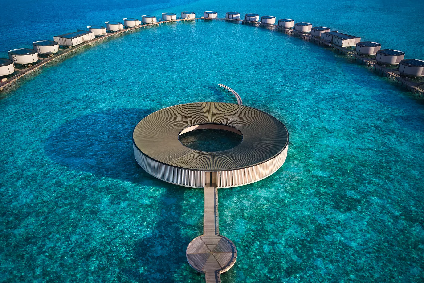 Vista aérea do spa no The Ritz-Carlton Maldives, Ilhas Fari