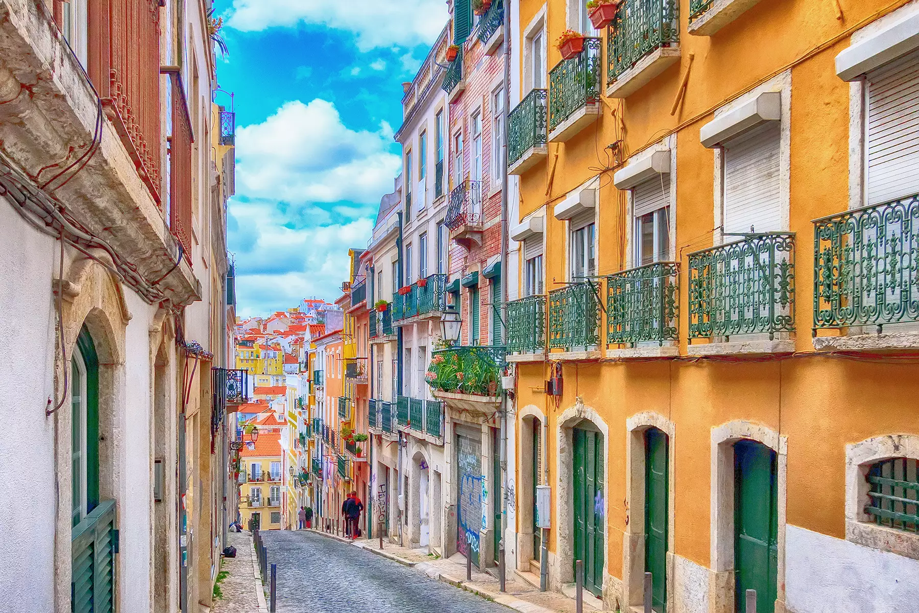 Uitzicht op straat in Lissabon, Portugal