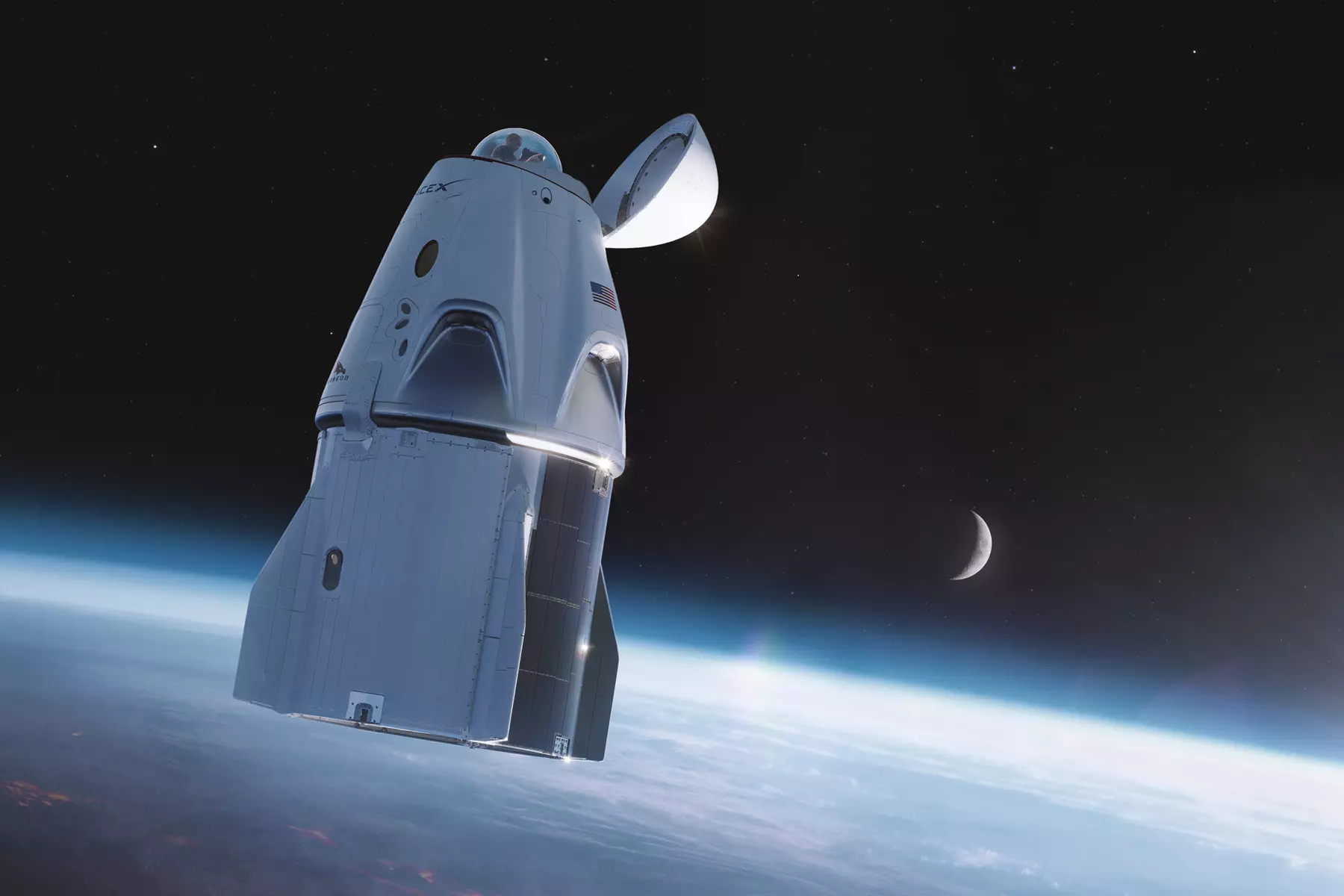 Rendering SpaceX della toilette a cupola di vetro