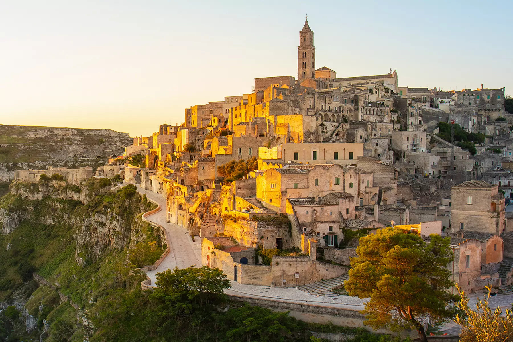 Matera amin'ny fiposahan'ny masoandro, Basilicata, Italia