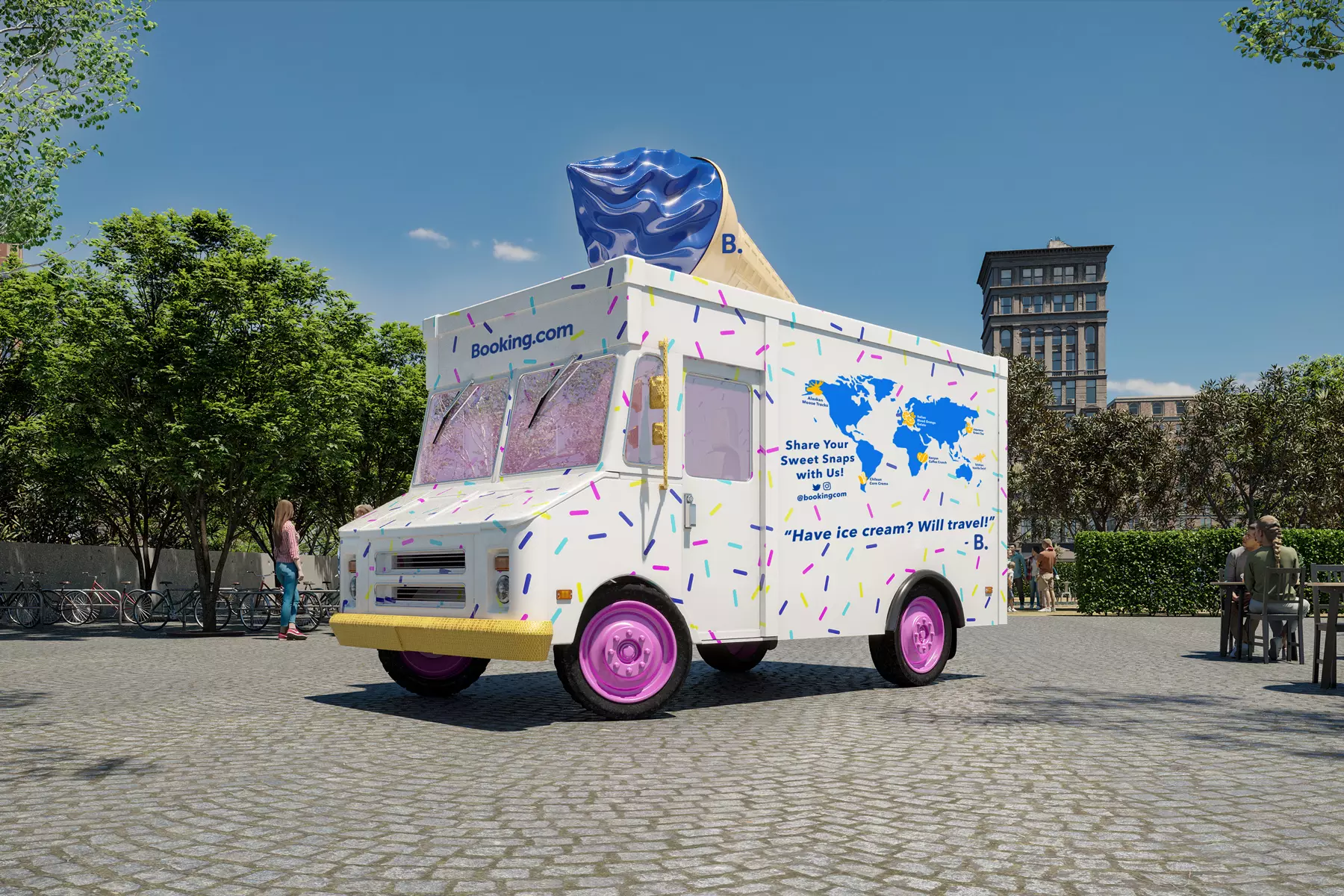 Booking.com „Ice Cream Truck“ viešnagė