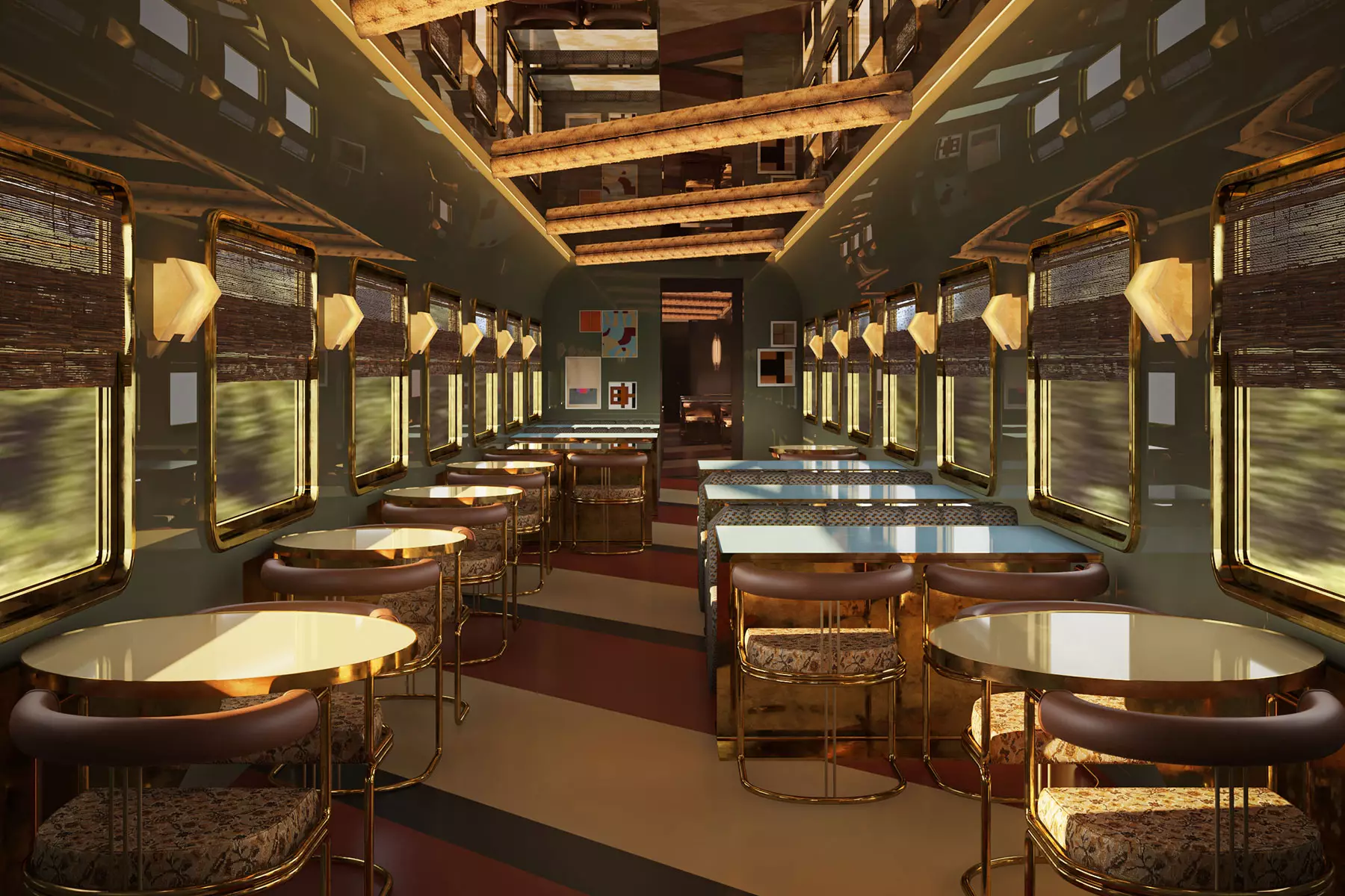 Renderimi i restorantit në bordin e Orient Express La Dolce Vita