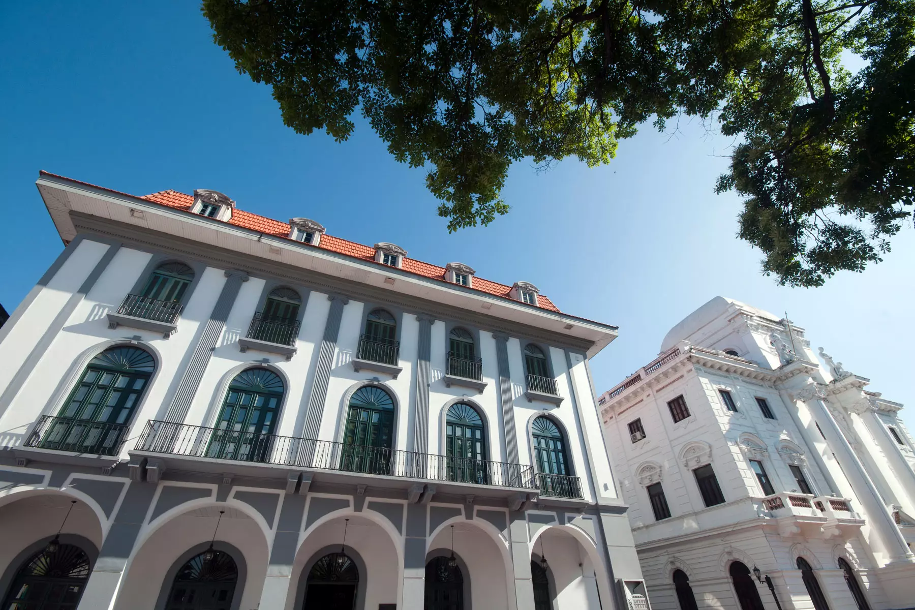 පැනමා නගරයේ Casco Antiguo හි ඓතිහාසික ගොඩනැගිලි. පැනමාව, මධ්‍යම ඇමරිකාව.