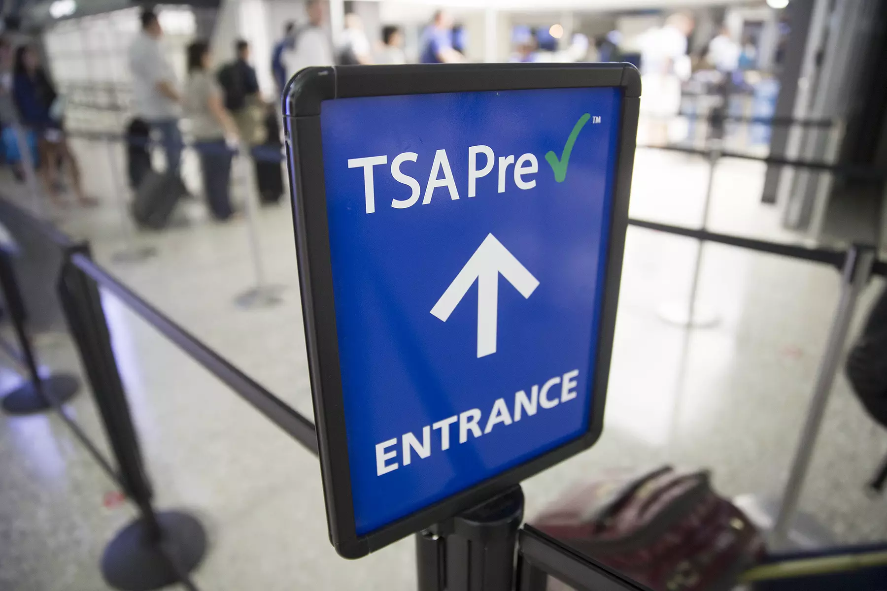 In pre-check-teken foar Transportation Security Administration (TSA) stiet op Dulles International Airport