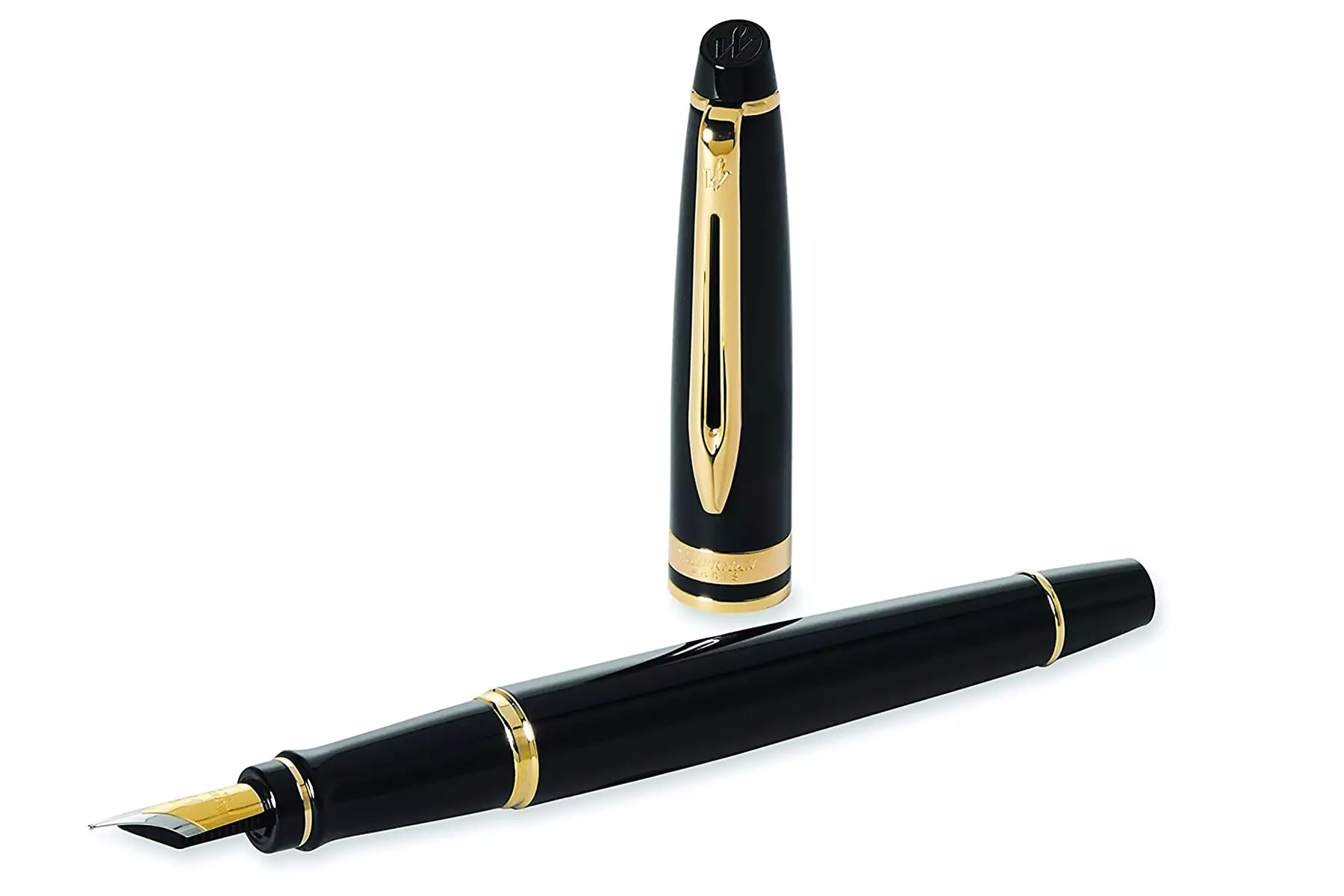 caneta tinteiro preta e dourada