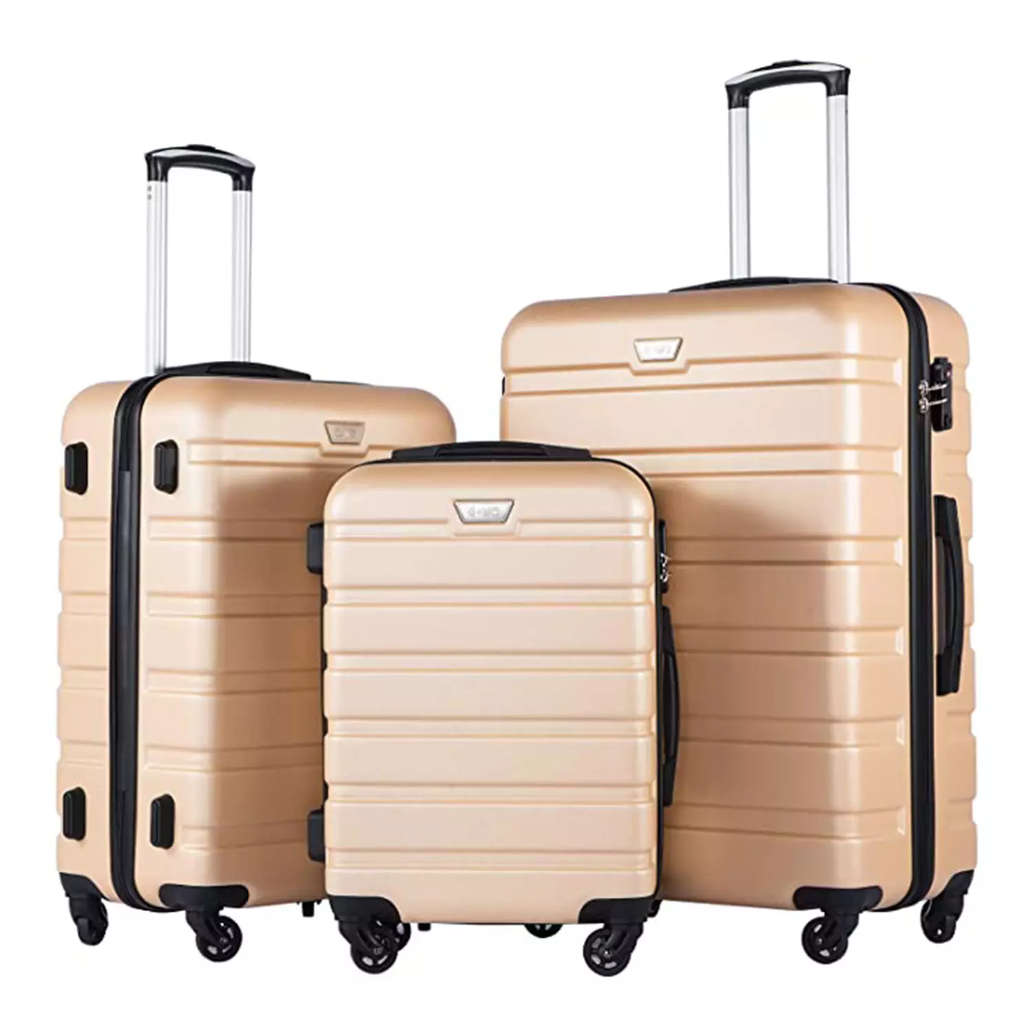 I-COOLIFE Luggage 3 Piece Set Suitcase Spinner Hardshell I-TSA Lock 4 Piece Set