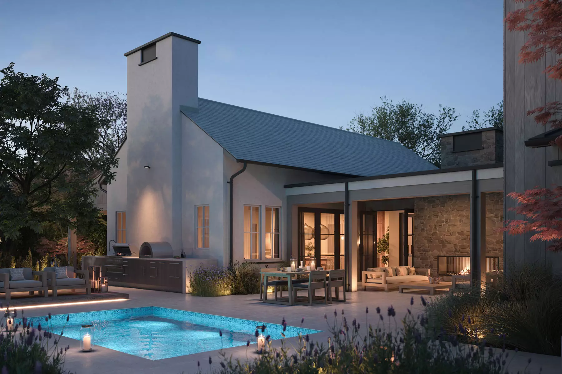 การตกแต่งภายในบ้านที่หรูหราและเป็นกลางของ Stanly Ranch Residences ใน Napa Valley