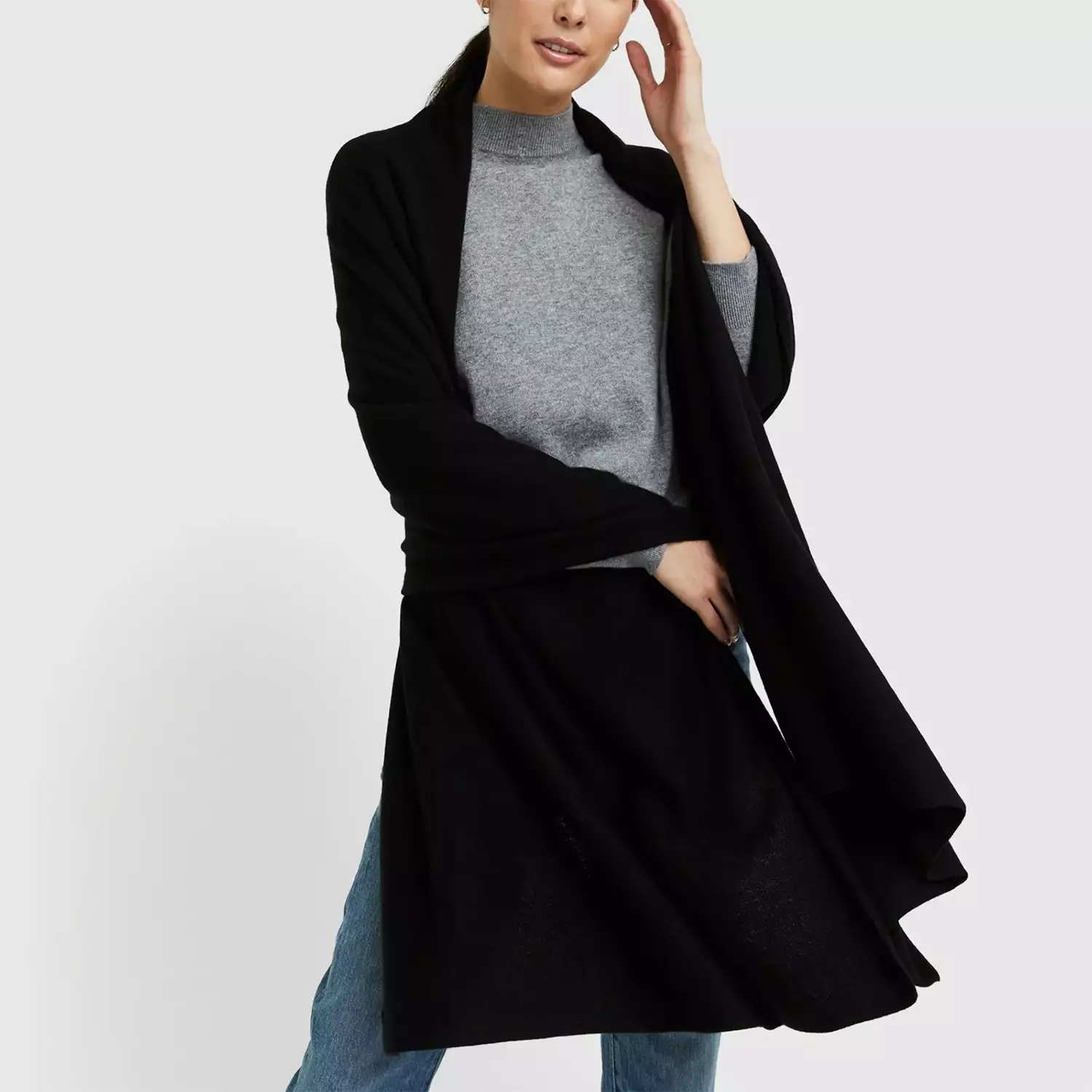 Quince Kimongolia Cashmere Wrap in Black