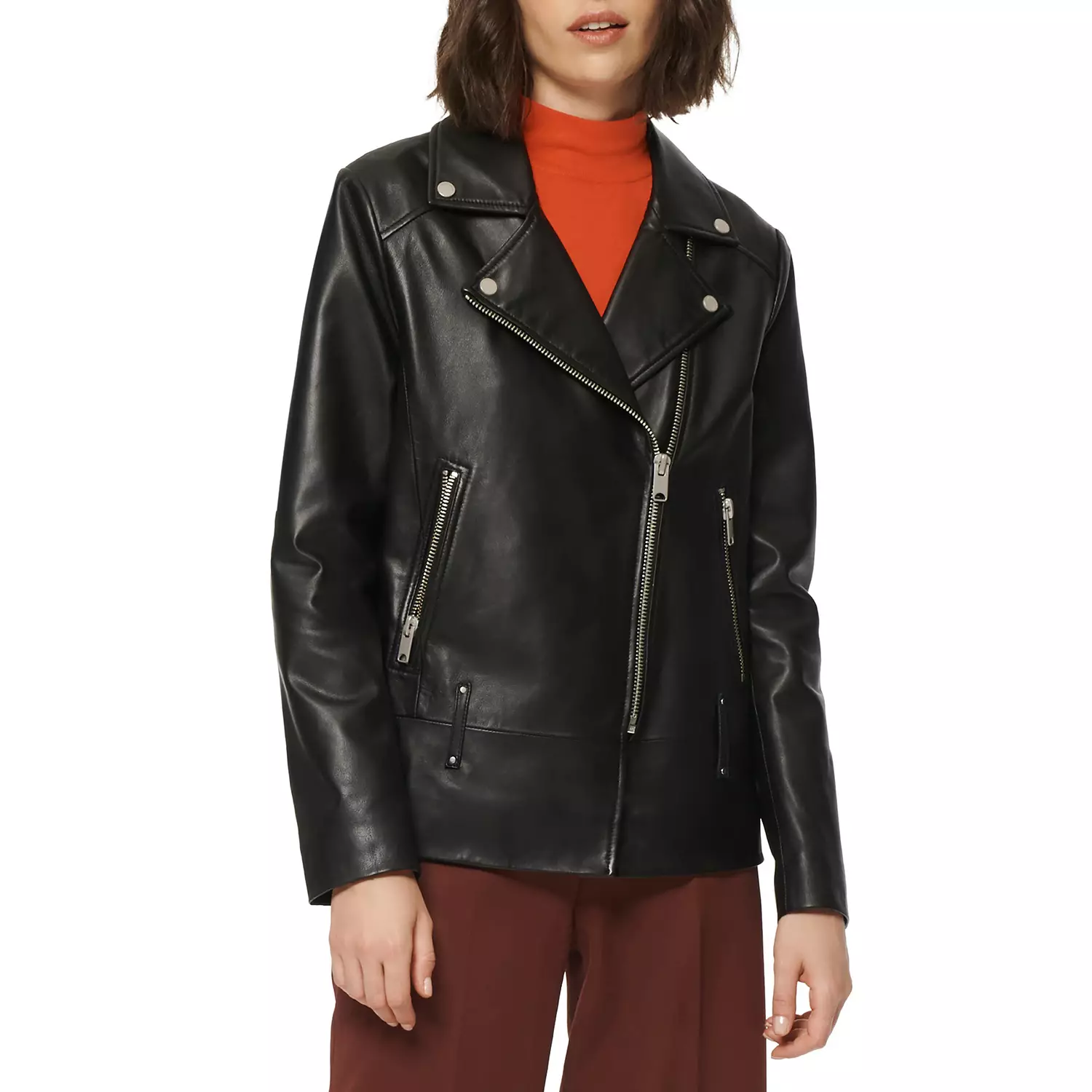 Nordstrom Langwerpige Leer Moto-baadjie MARC NEW YORK