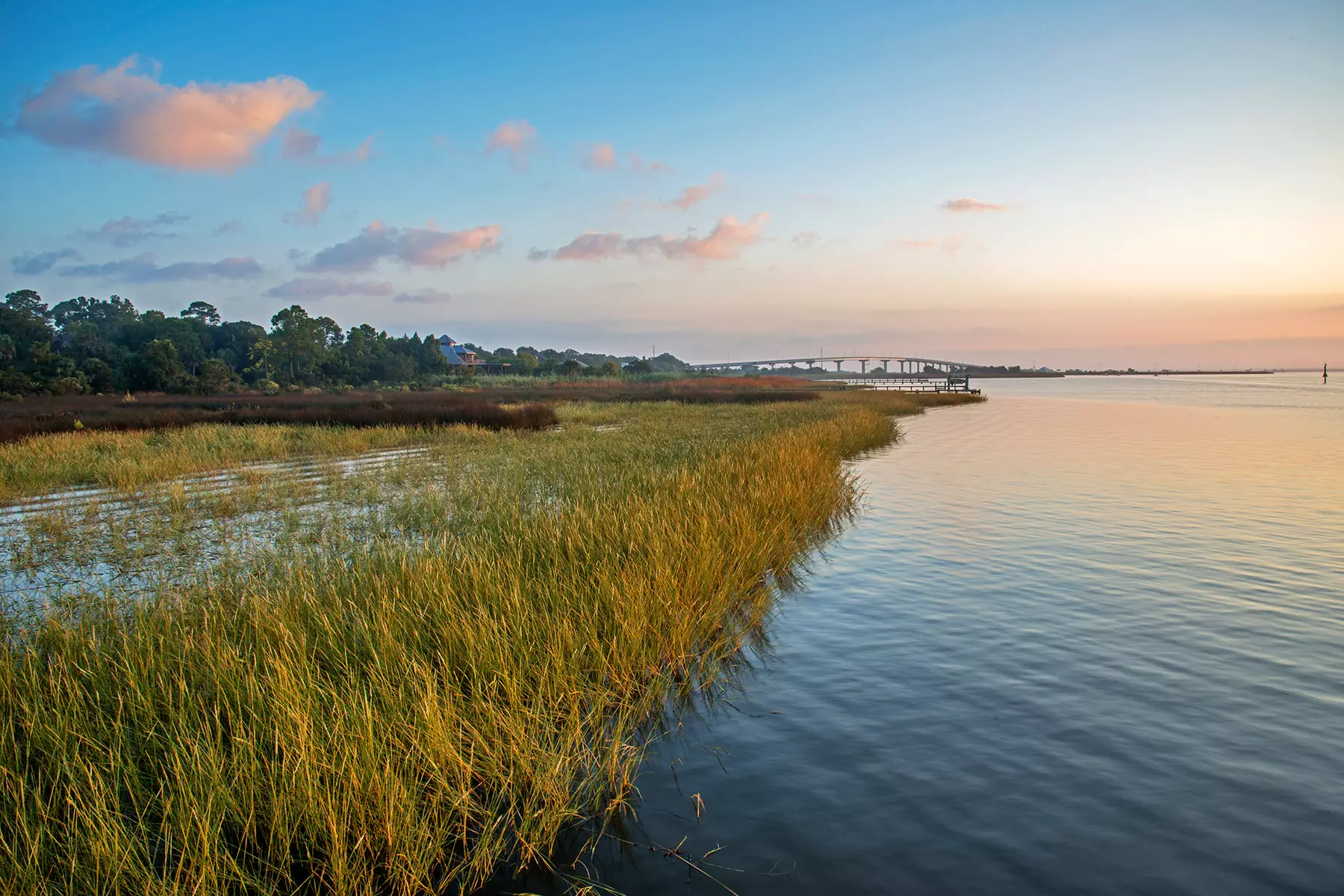 Riu Apalachicola a l'alba, Florida, EUA