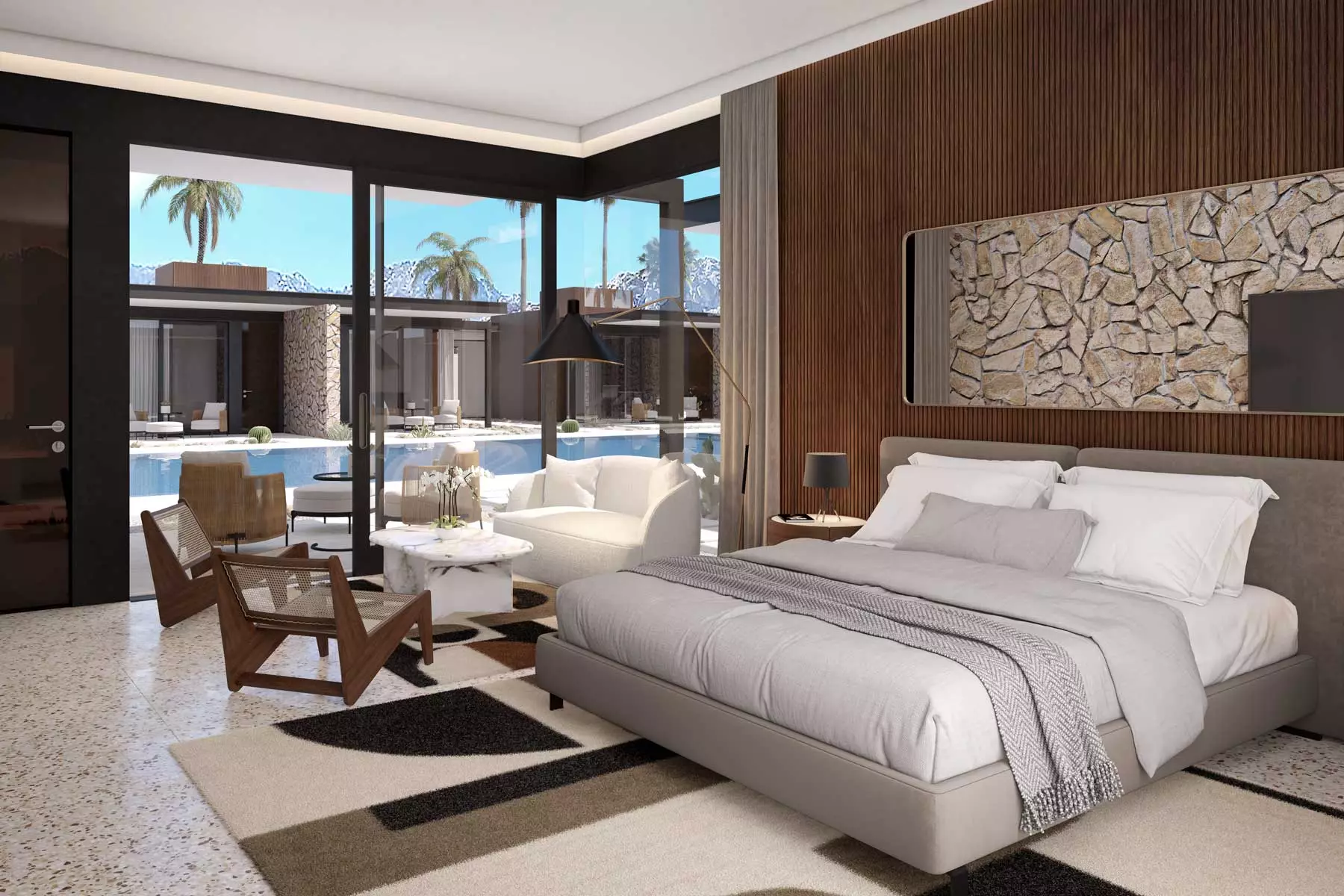 Rendering Hermann Bungalows di Palm Springs