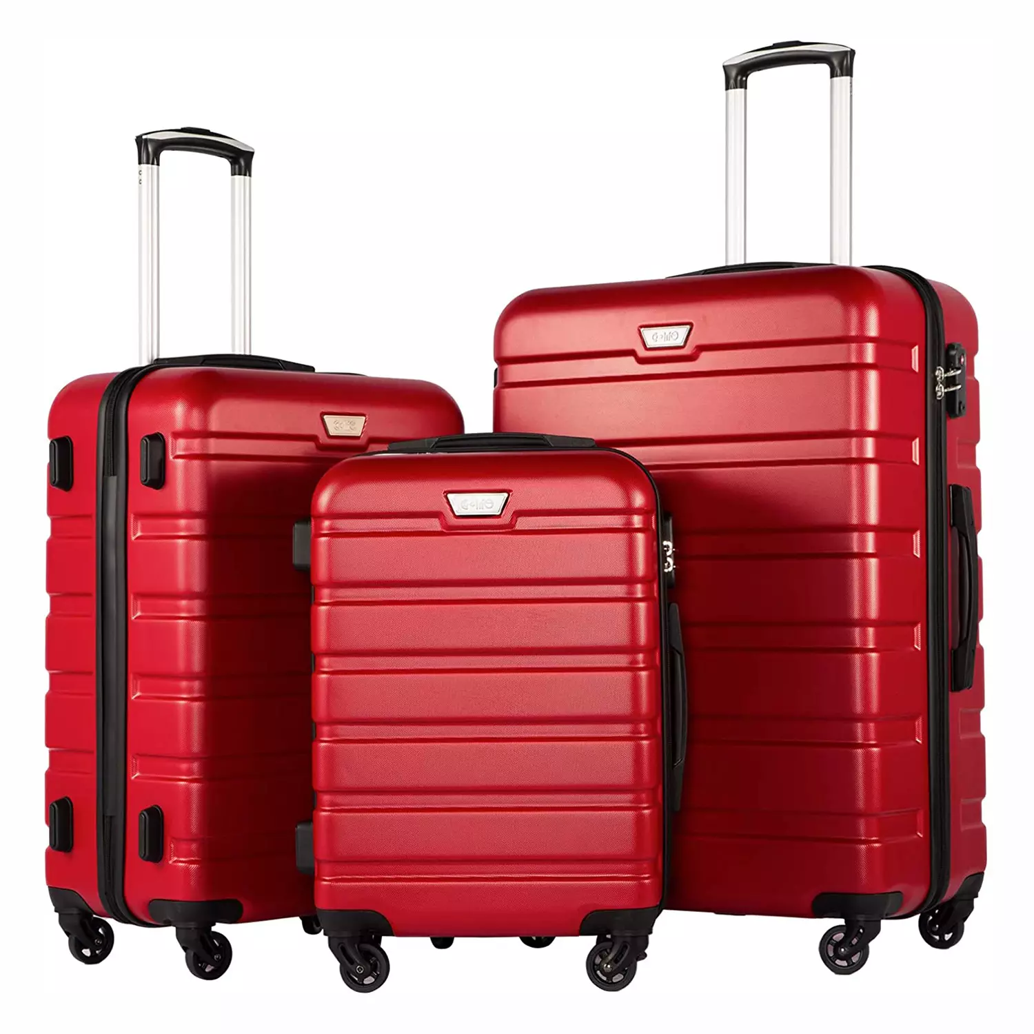 3-dielna súprava batožiny COOLIFE v červenej farbe