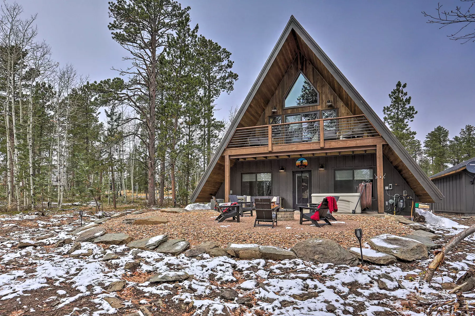 Eksterior A-Frame Modern w/ Hot Tub: Hike, Bike, & ATV airbnb in Lead, SD