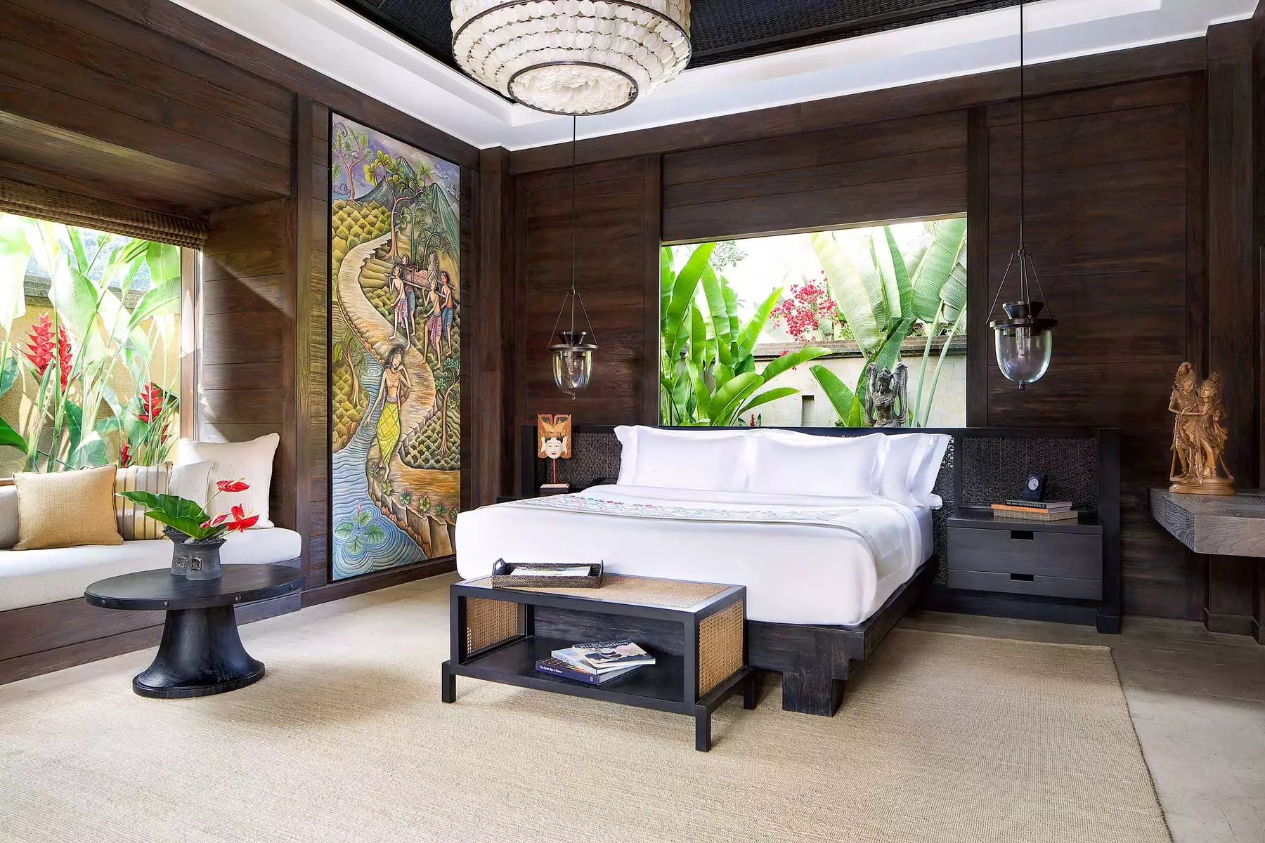 Quarto de hóspedes no Mandapa, um Ritz-Carlton Reserve, eleito um dos melhores hotéis do mundo