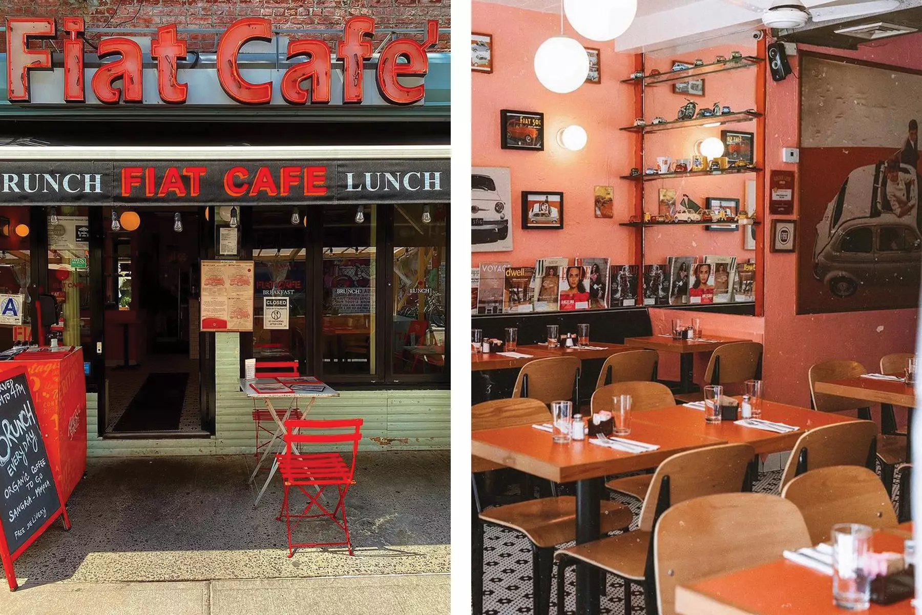 Ngoại thất và nội thất của Fiat Cafe ở SoHo