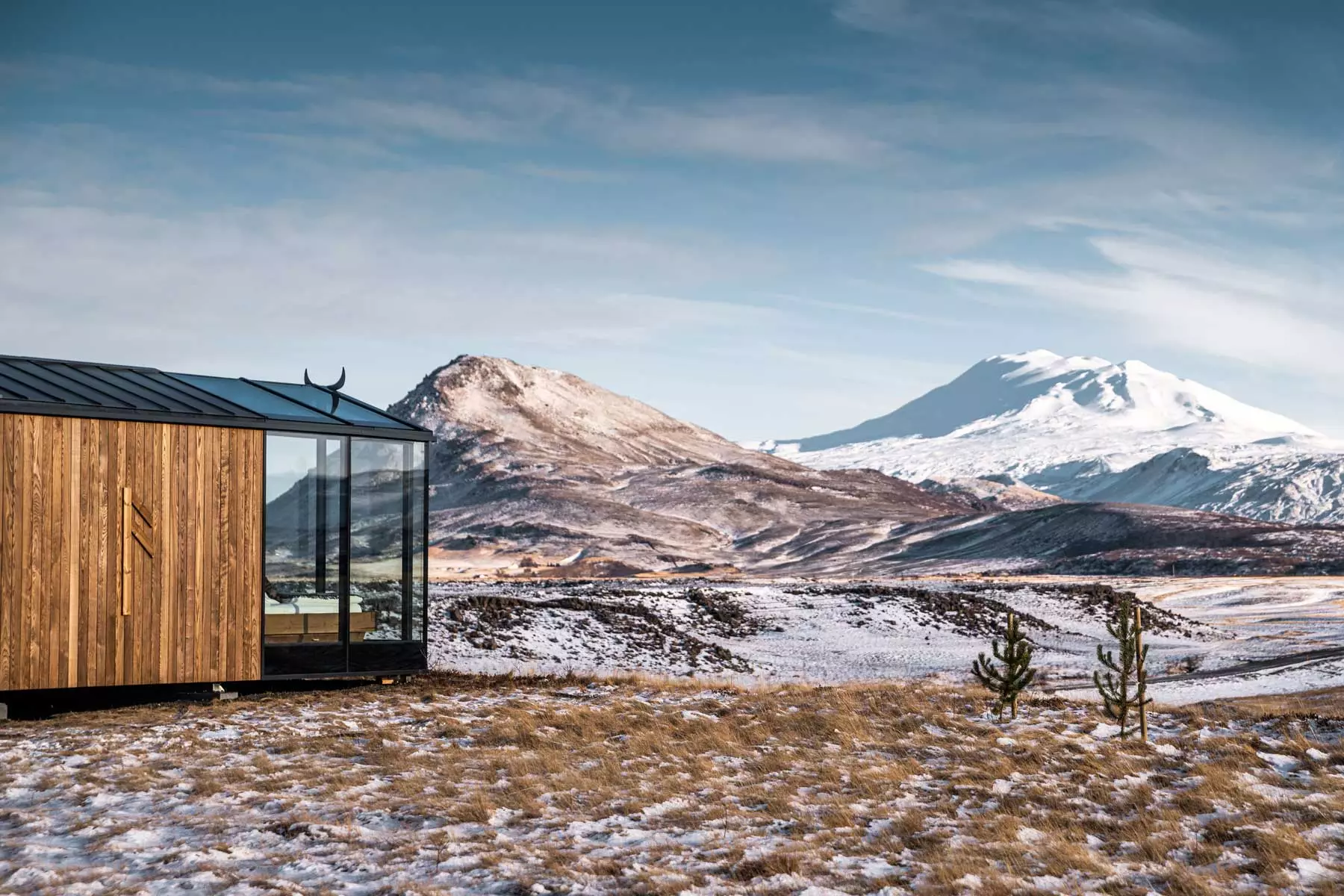 Glass Lodge faház Izlandon, lenyűgöző kilátással a tájra