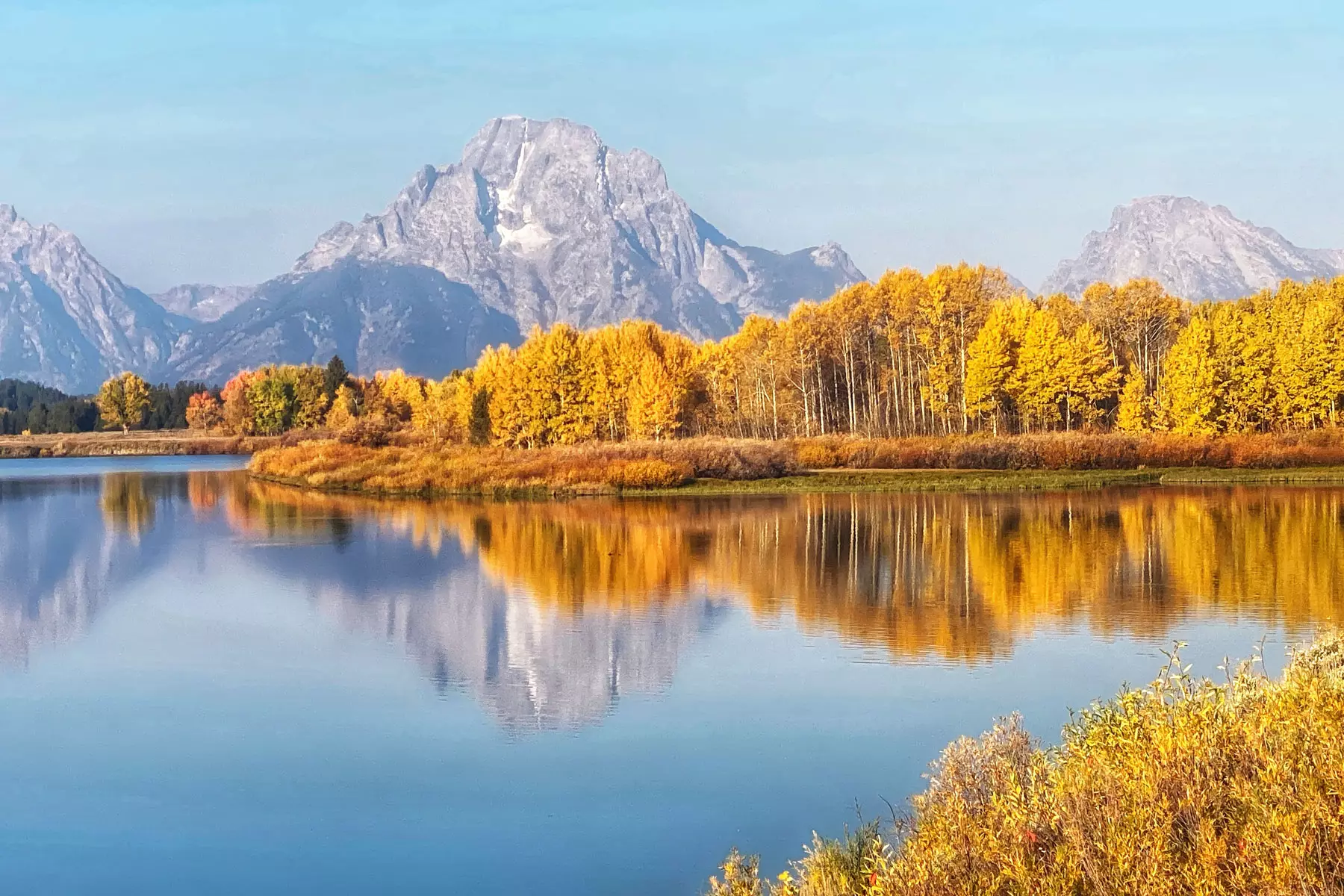 Warna puncak ing Jackson Hole Wyoming ing Autumn