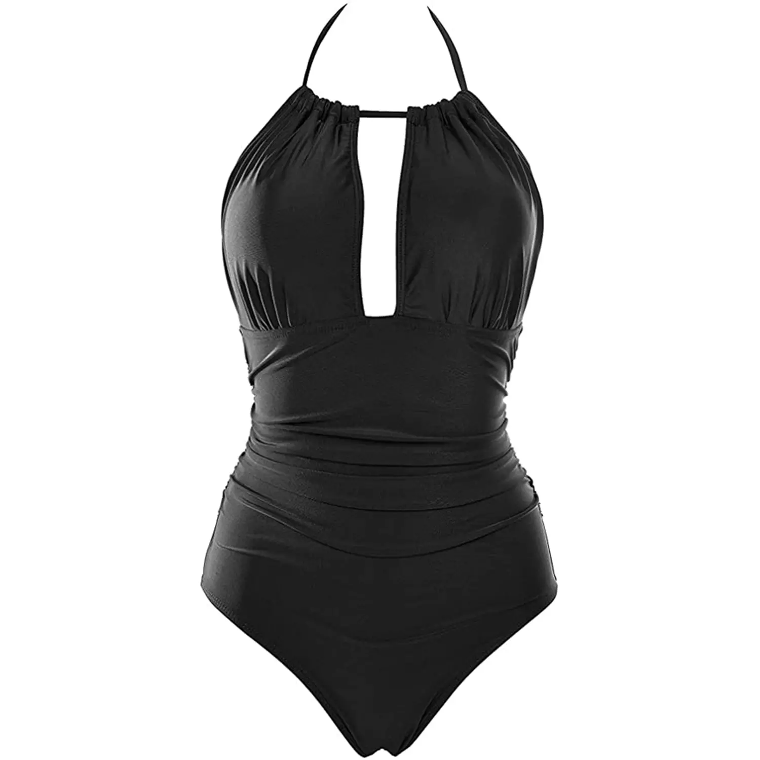 B2prity poj niam Slimming Ib Daim Swimsuits Tummy Tswj Da Dej Suit Halter Retro